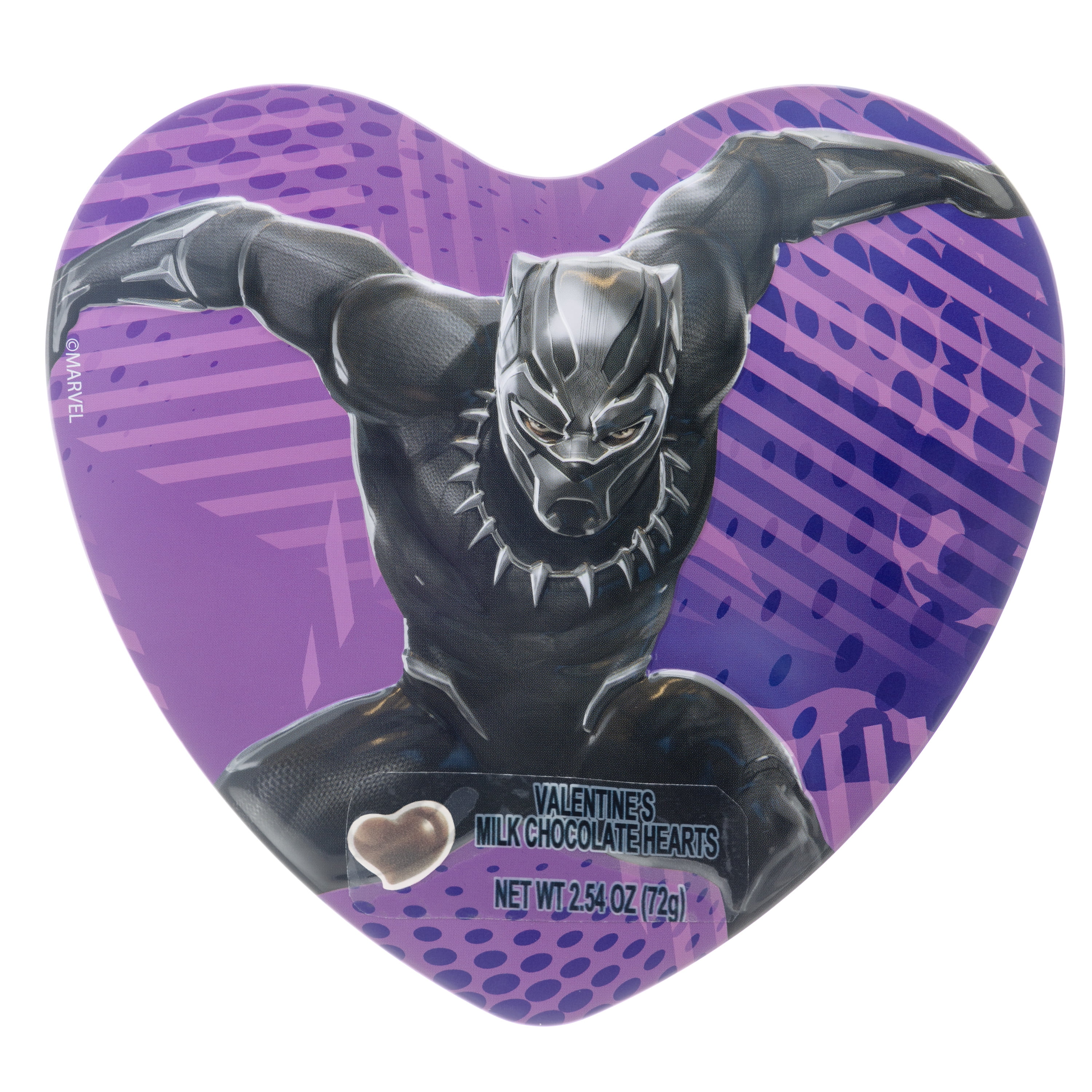 Marvel Black Panther Heart Tin with Milk Chocolate Hearts, 2.54 oz (12 ...