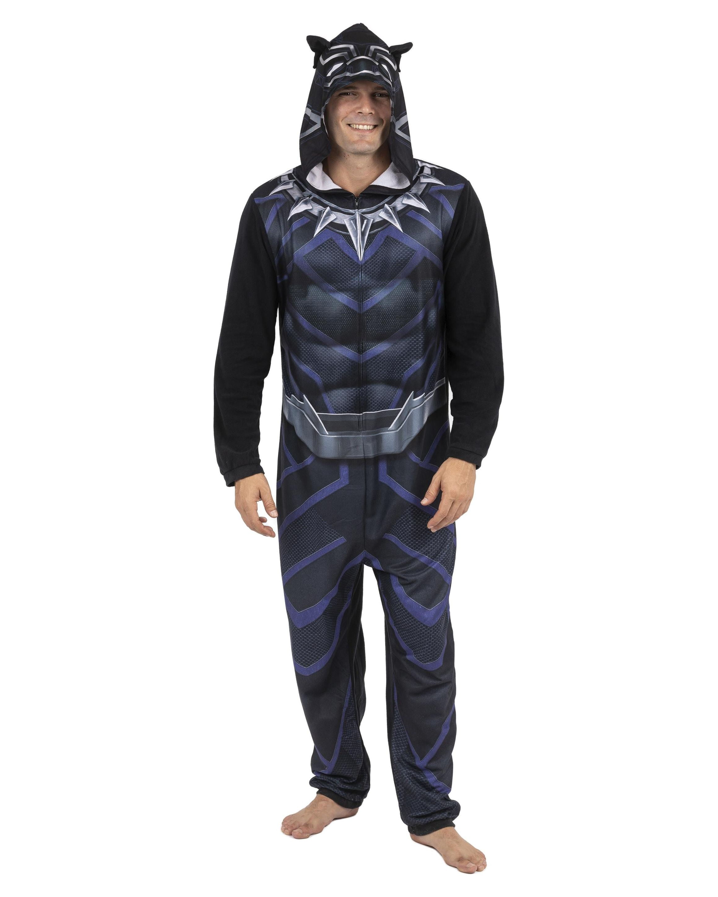 Marvel Black Panther Adult Onesie Superhero Pajama Costume Marvel Black Panther Adult Onesie Superhero Pajama Costume