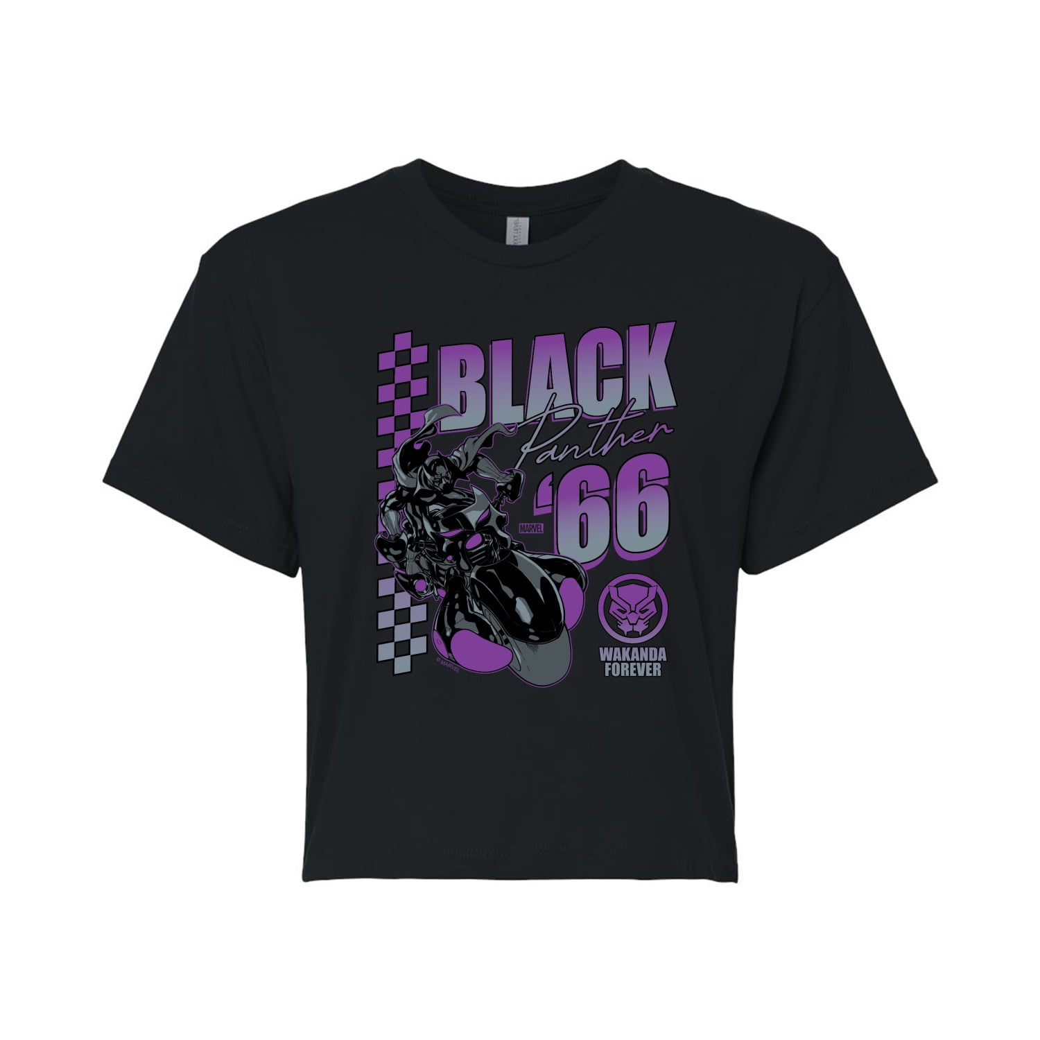 Marvel Black Panther - Motorcycle Racing - Juniors Cropped Tee ...