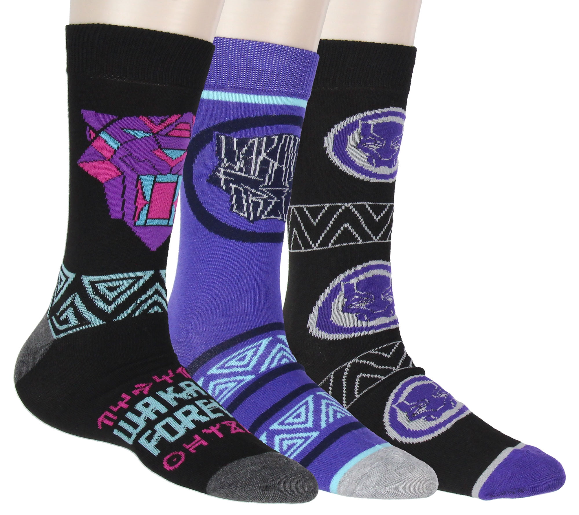 Marvel Black Panther Adult Crew Socks, 3 Pair Multi-Design, Officially ...