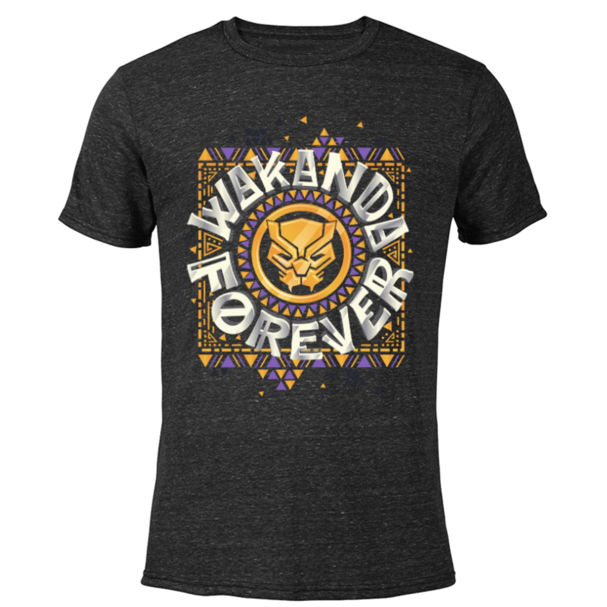Marvel Black Panther Wakanda Forever Emblem - Short Sleeve Blended T ...