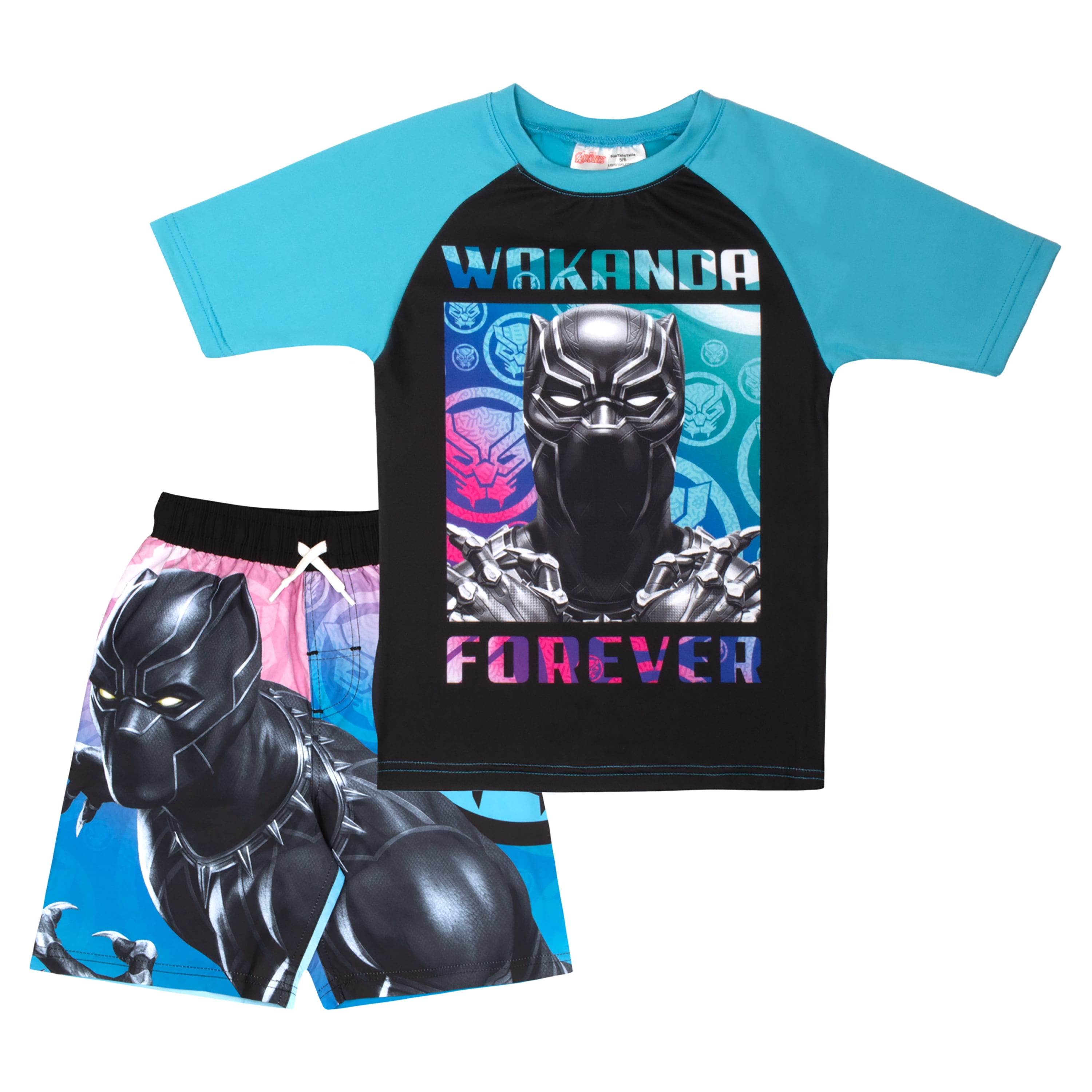 Marvel Boys Avengers 2-Piece Swimsuit Set, Rash Guard & Swim Trunks 2 ...