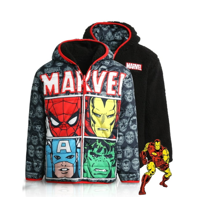 Marvel Boys’ Avengers Spider-Man Reversible Jacket – Sherpa Fleece ...