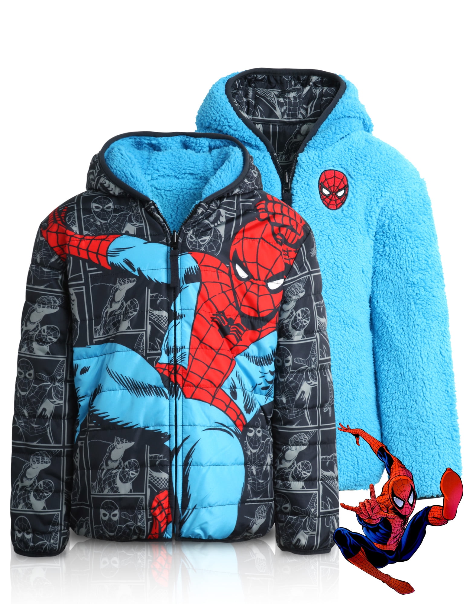 Marvel Boys’ Avengers Spider-Man Reversible Jacket – Sherpa Fleece ...