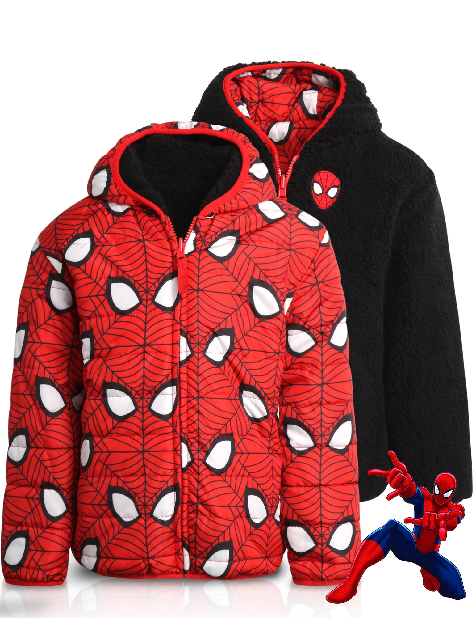 Marvel Boys’ Avengers Spider-Man Reversible Jacket – Sherpa Fleece ...