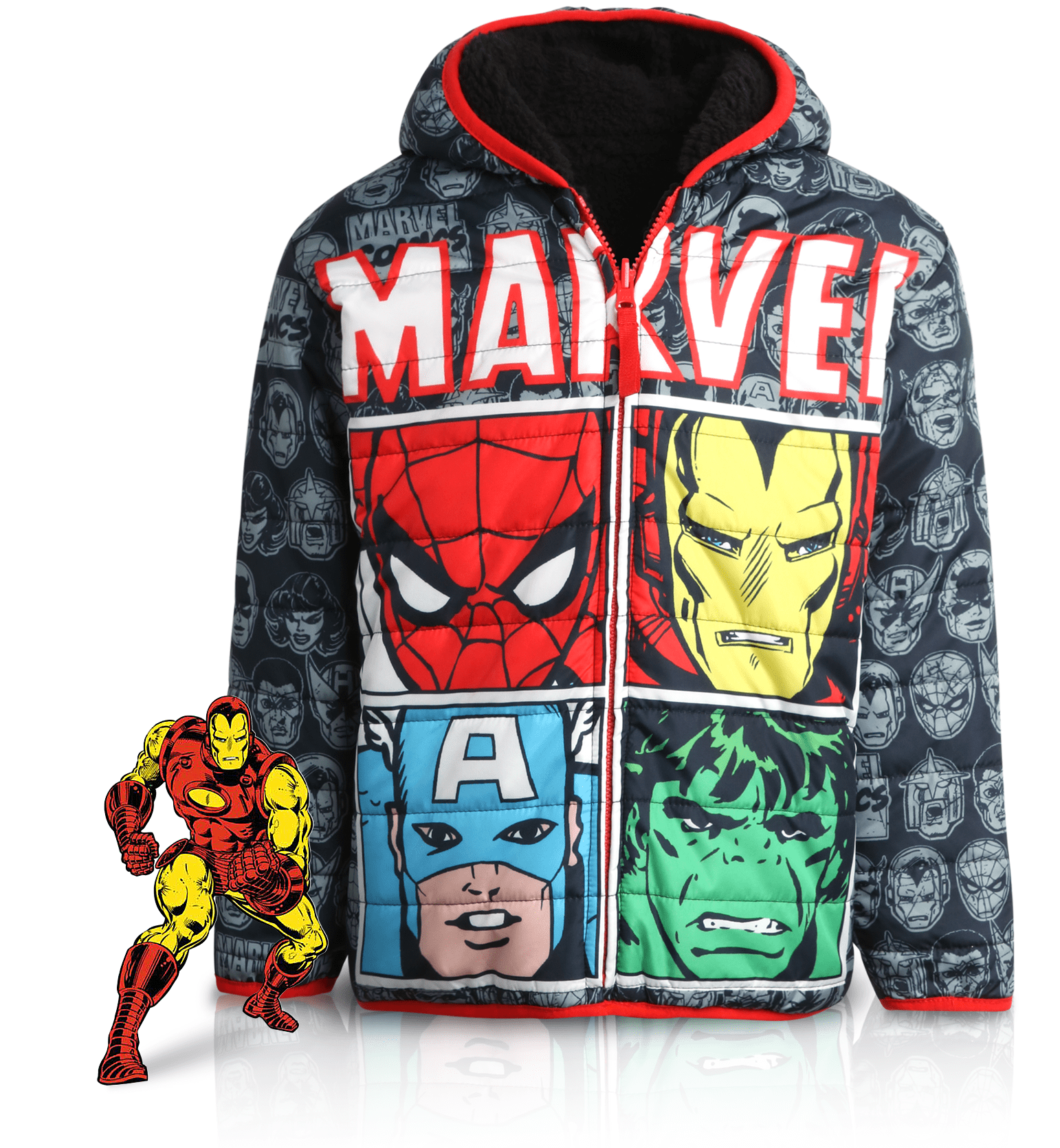 Marvel Boys’ Avengers Spider-Man Reversible Jacket – Sherpa Fleece ...