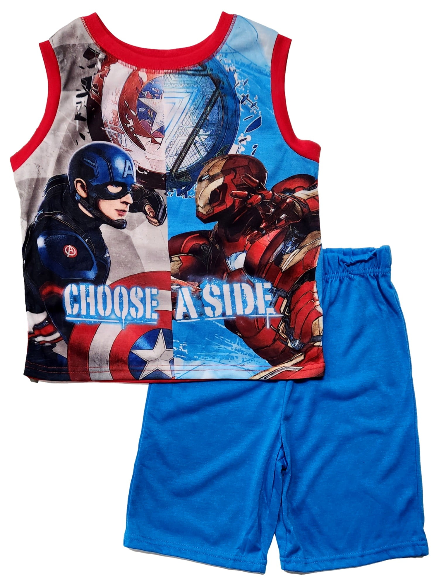 Marvel Boys Blue Captain America Sleeveless 2 Piece Pajama Set Size ...