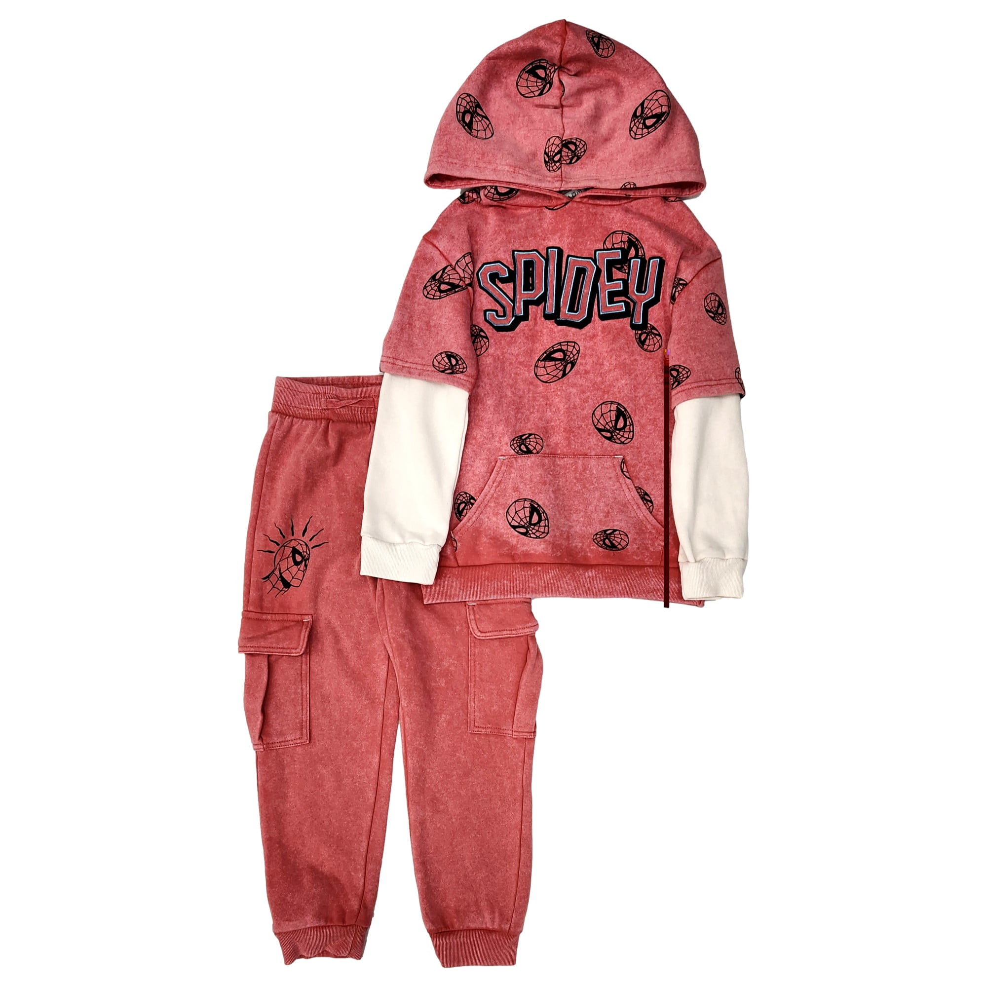 Marvel Boys Red & Tan Spider-Man Sweatshirt & Pants Outfit Set Size 7-8 ...
