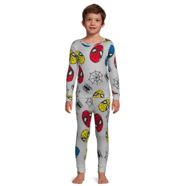 Marvel Boys Spiderman Long Sleeve All Over Print 2-Piece Pajama Sleep ...