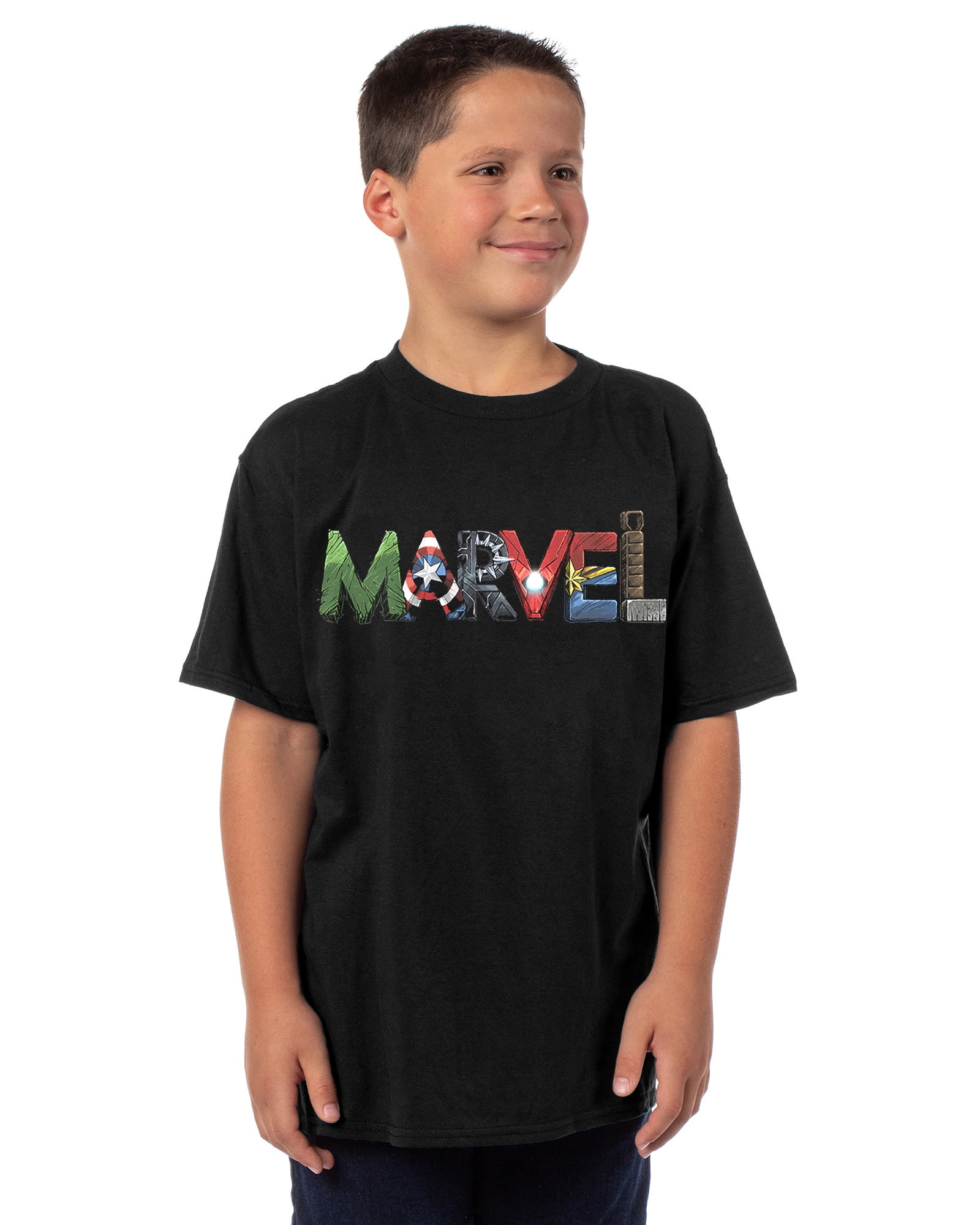 Marvel Boys' Superhero Inspired Character Filled Block Letter Logo ...