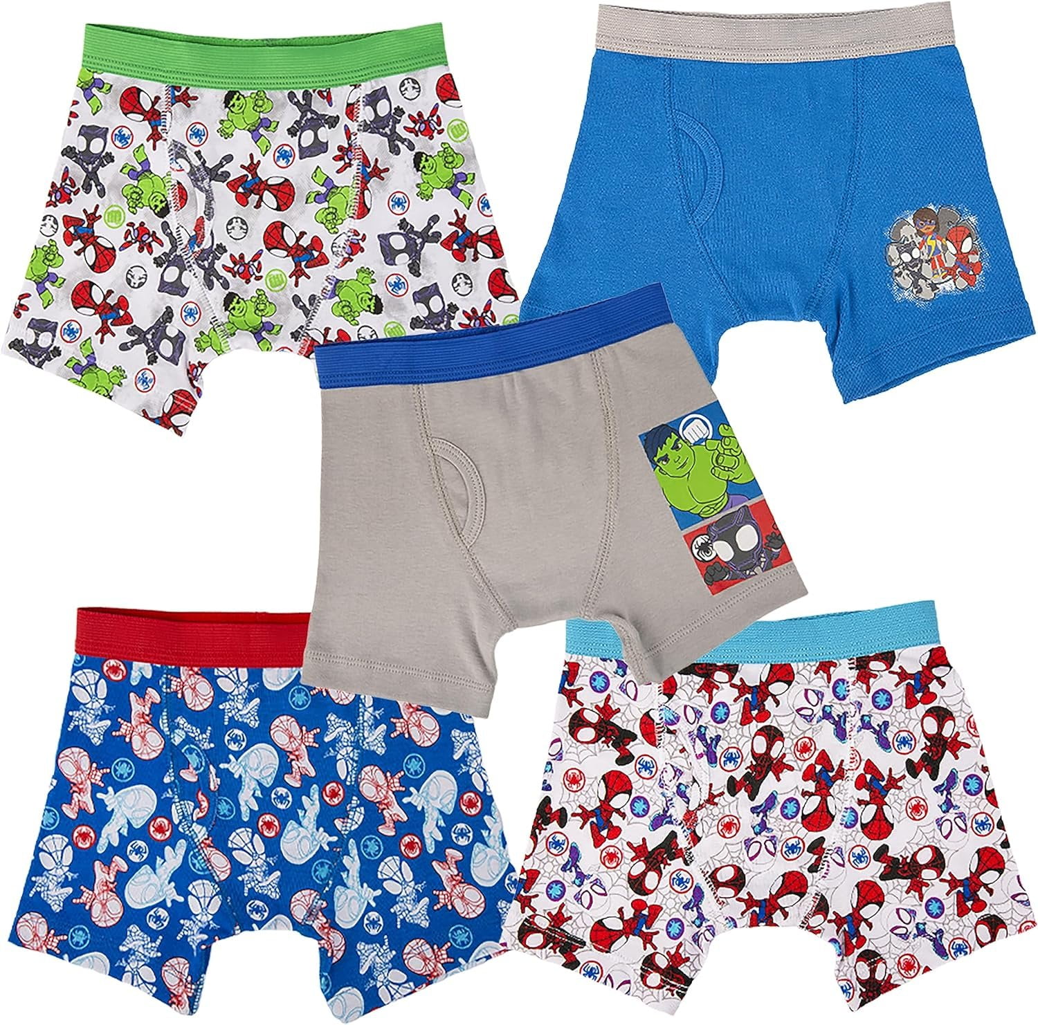 Marvel Boys' Toddler Spiderman and Superhero Friends 100% Combed Cotton ...