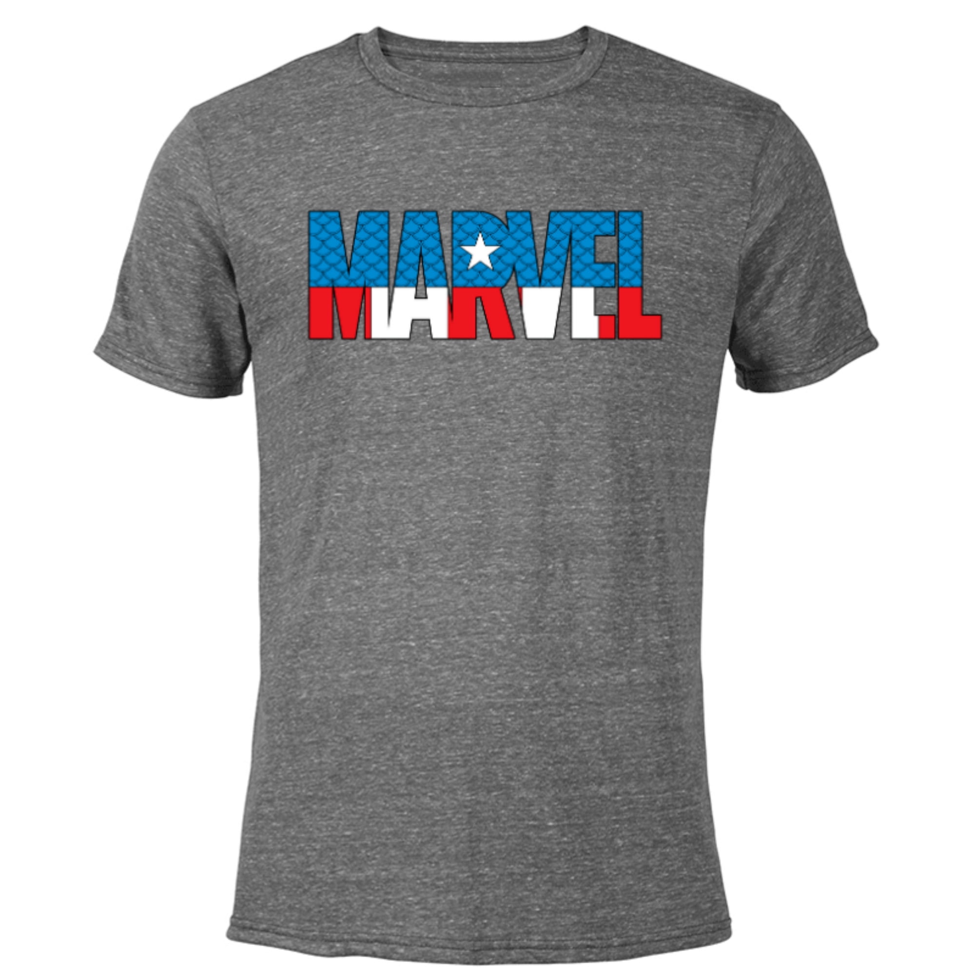 Marvel Brick Logo in Captain America Colors - Short Sleeve Blended T ...