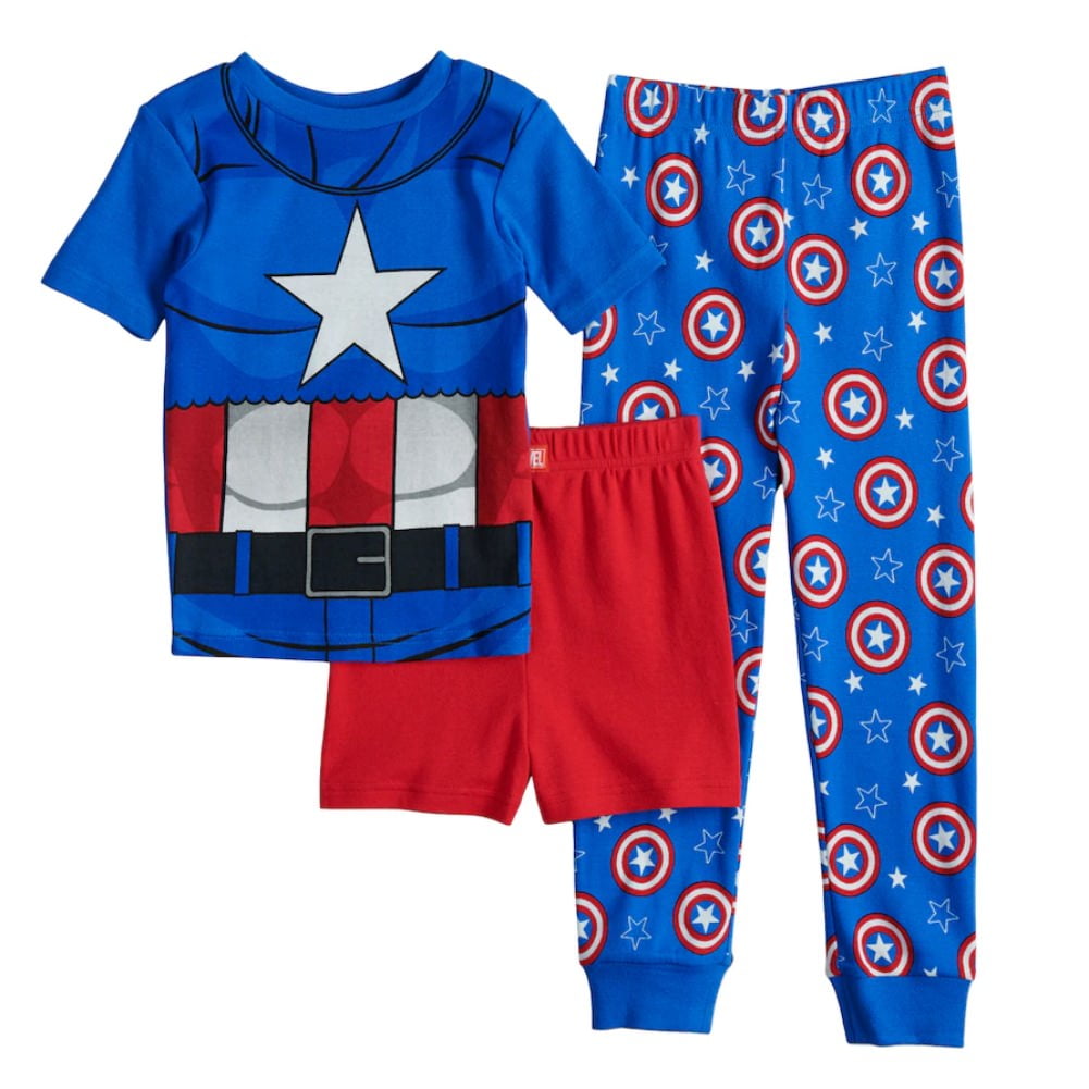 Marvel Captain America Avengers Boys' 3 Piece Pajamas Set - Walmart.com