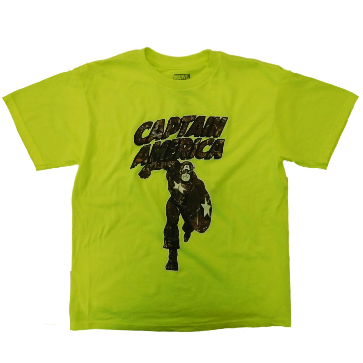 Marvel Captain America Big Boys Neon Yellow Realtree Camouflage T-Shirt ...