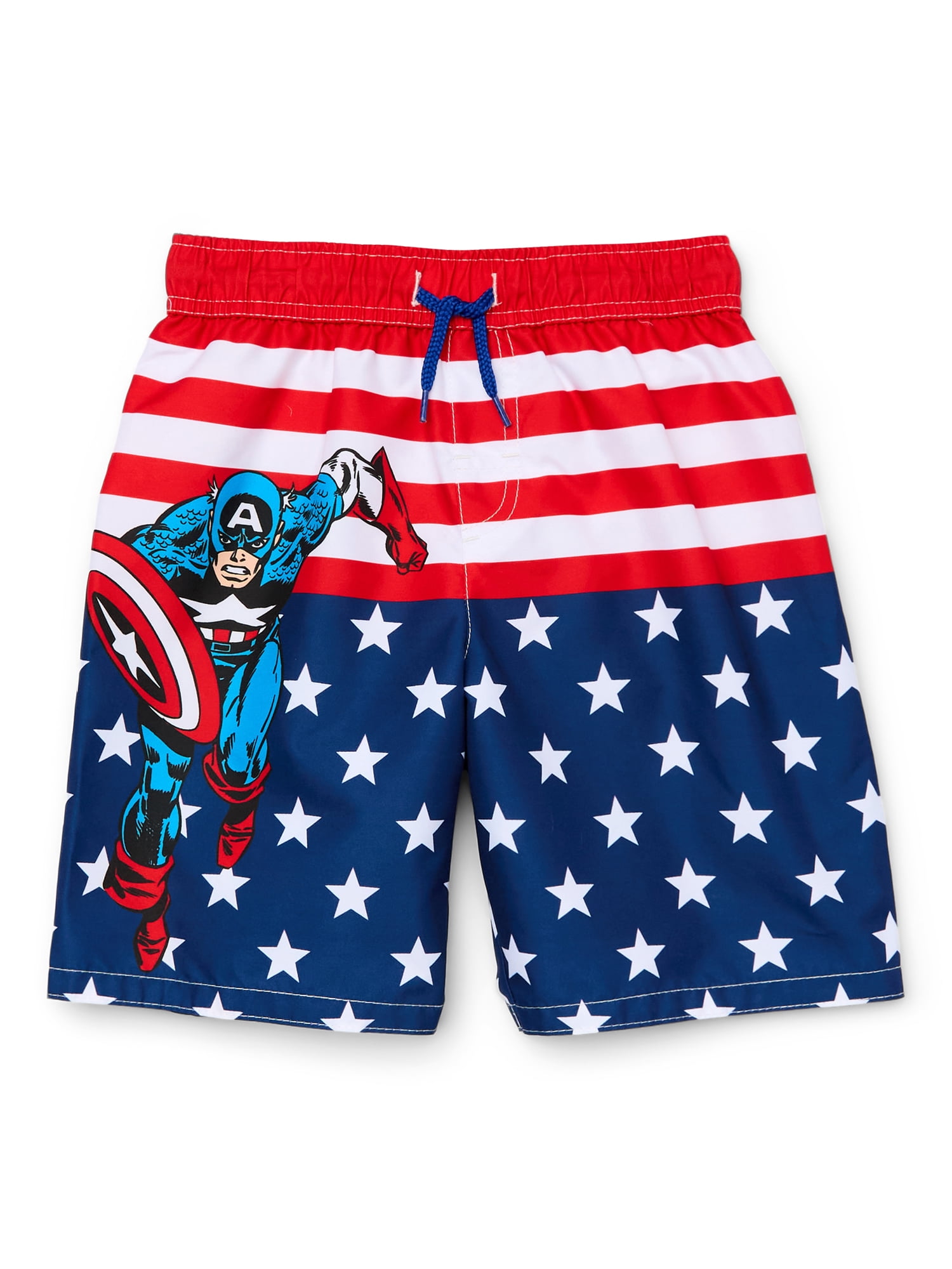 Marvel Captain America Boys Swim Shorts, Sizes 4-7 - Walmart.com