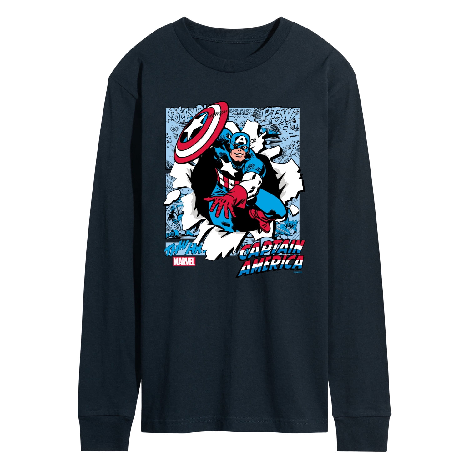 Marvel Captain America - Comic Book Panels - Men's Long Sleeve Graphic ...
