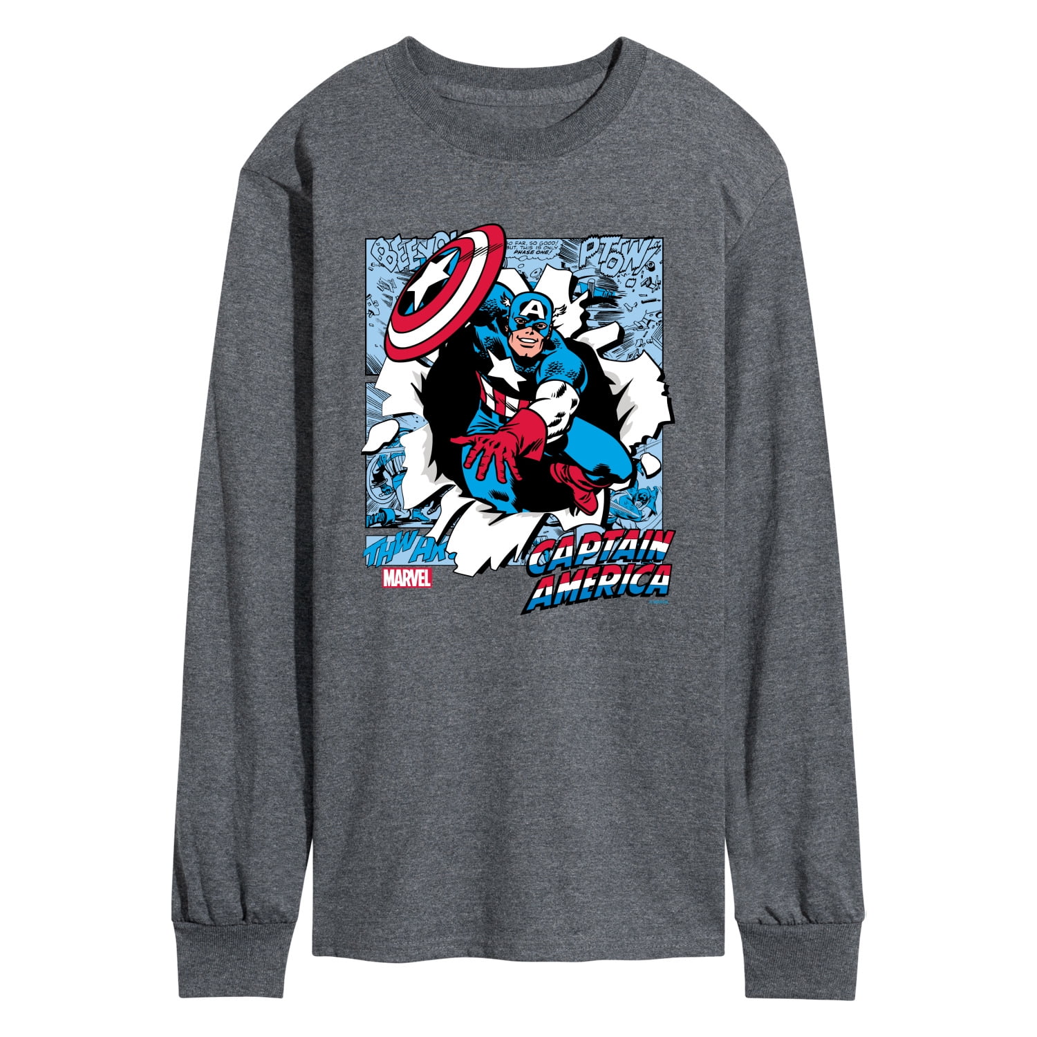 Marvel Captain America - Comic Book Panels - Men's Long Sleeve Graphic ...