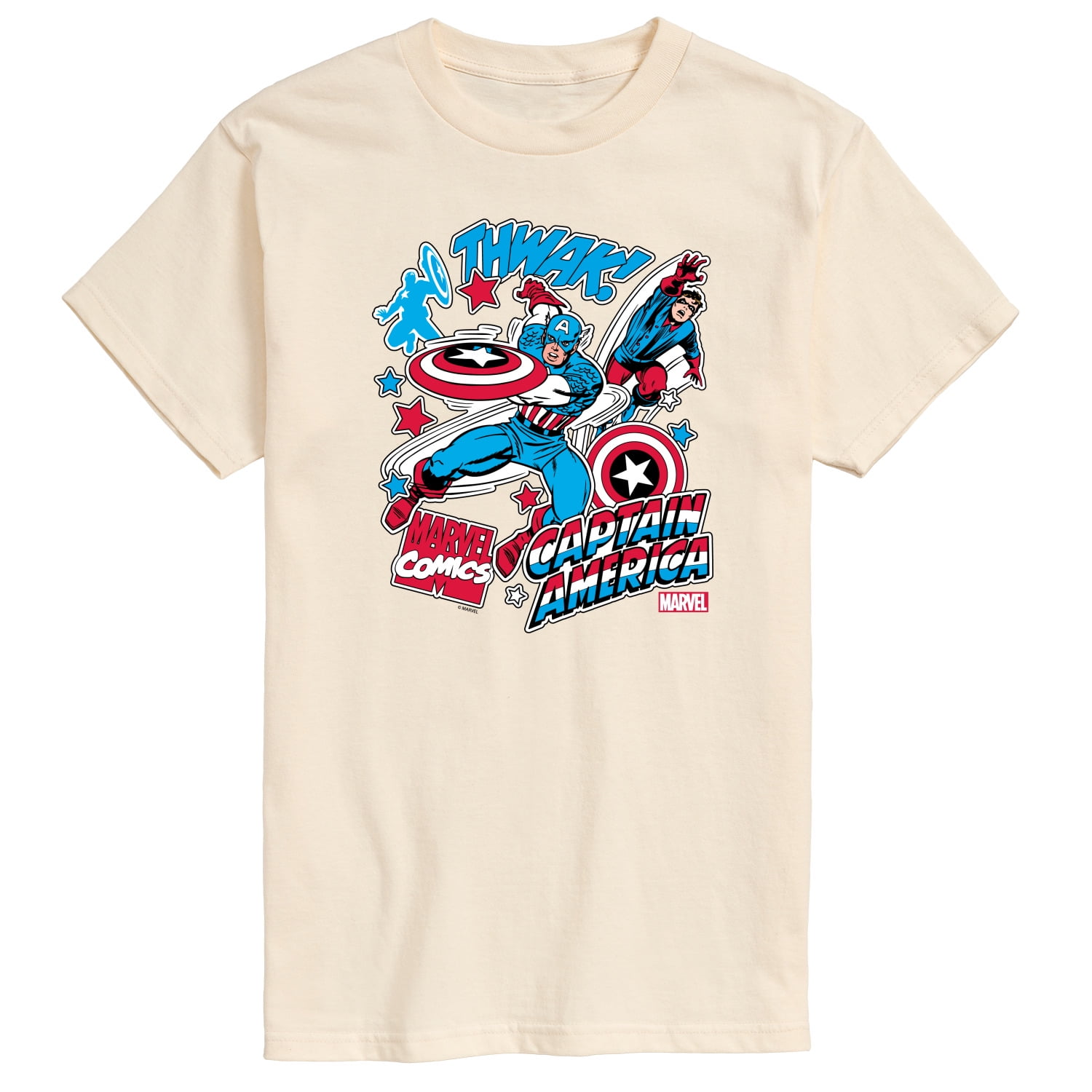 Marvel Captain America - Comic Book Stickers - Men's Short Sleeve ...