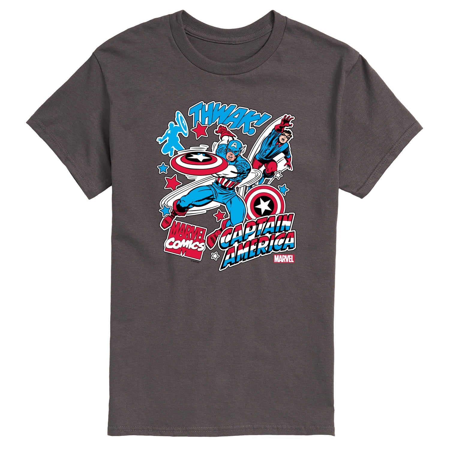 Marvel Captain America - Comic Book Stickers - Men's Short Sleeve ...