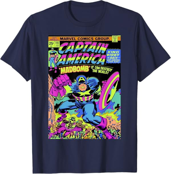 Marvel Captain America Comic Neon Graphic T-Shirt - Walmart.com