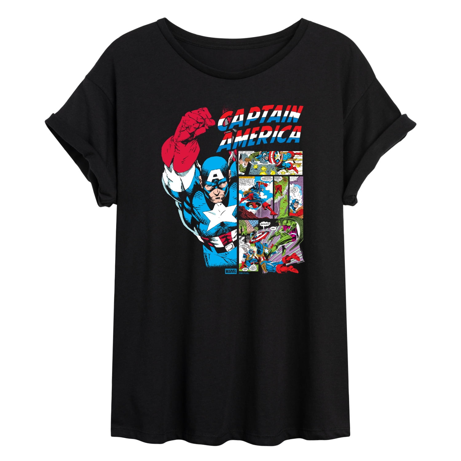 Marvel - Captain America Comic Panel Portrait - Women's Oversized ...