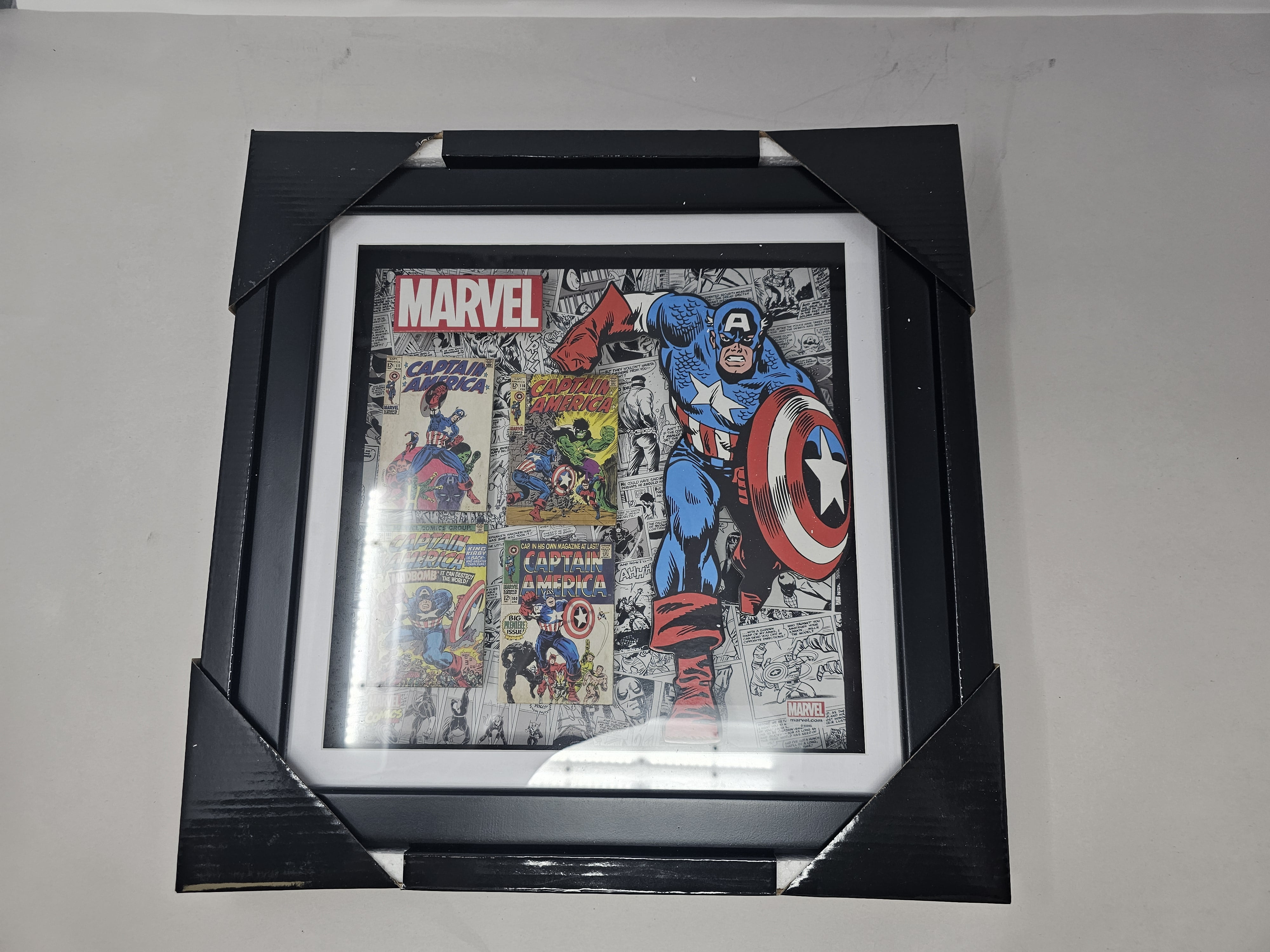 Marvel Captain America Comic Prints Framed Wood Decor - Walmart.com