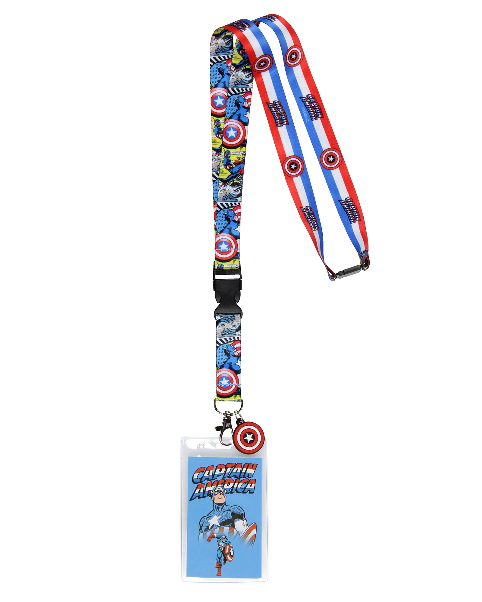 Marvel Captain America Lanyard Badge Holder Comic Scene and Shield ...