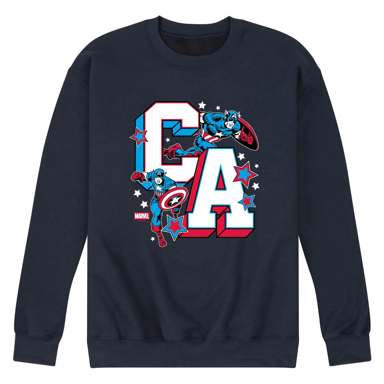 Marvel - Captain America Letterman - Men's Crew Fleece Sweatshirt ...