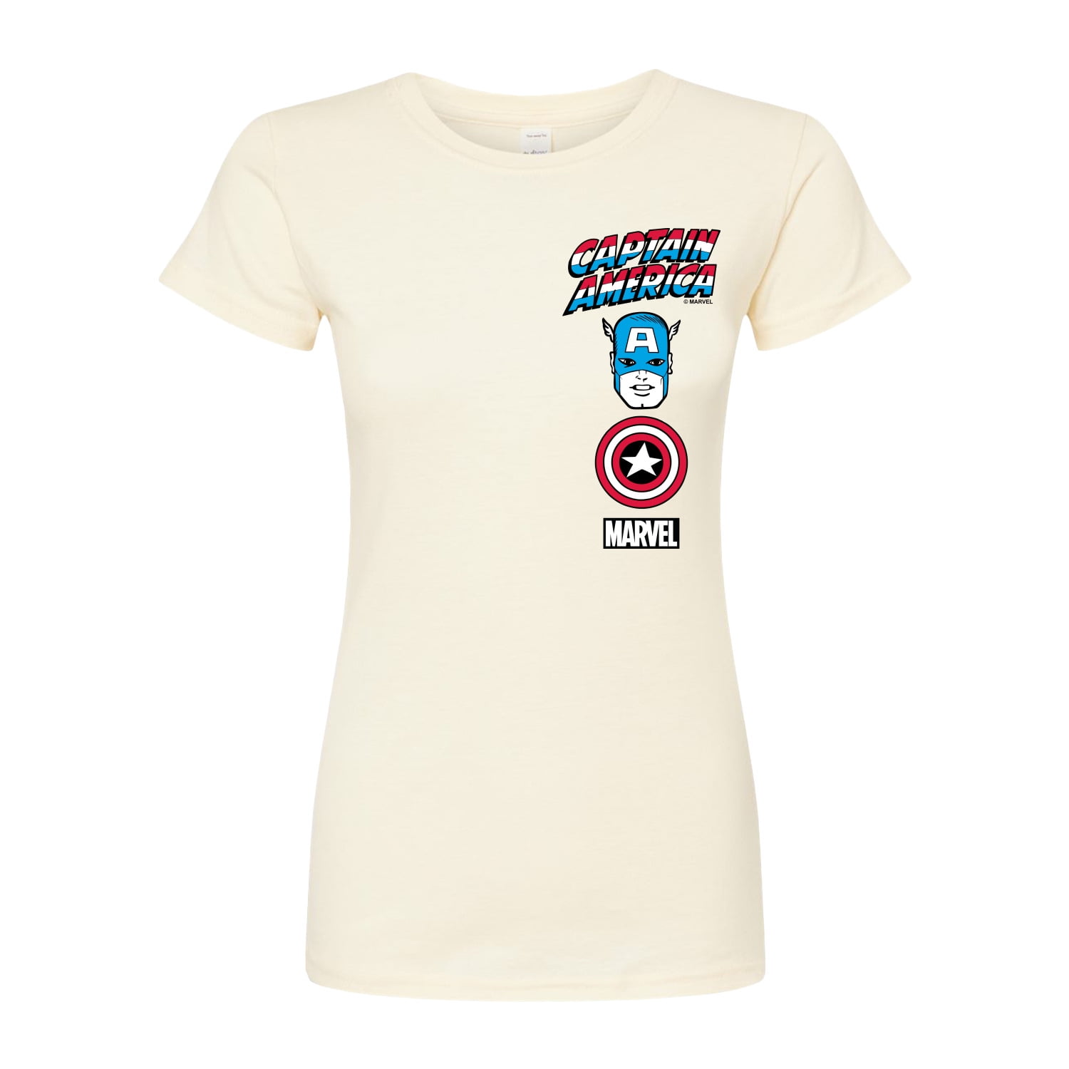 Marvel Captain America - Logo Stack - Juniors Fitted Graphic T-Shirt ...