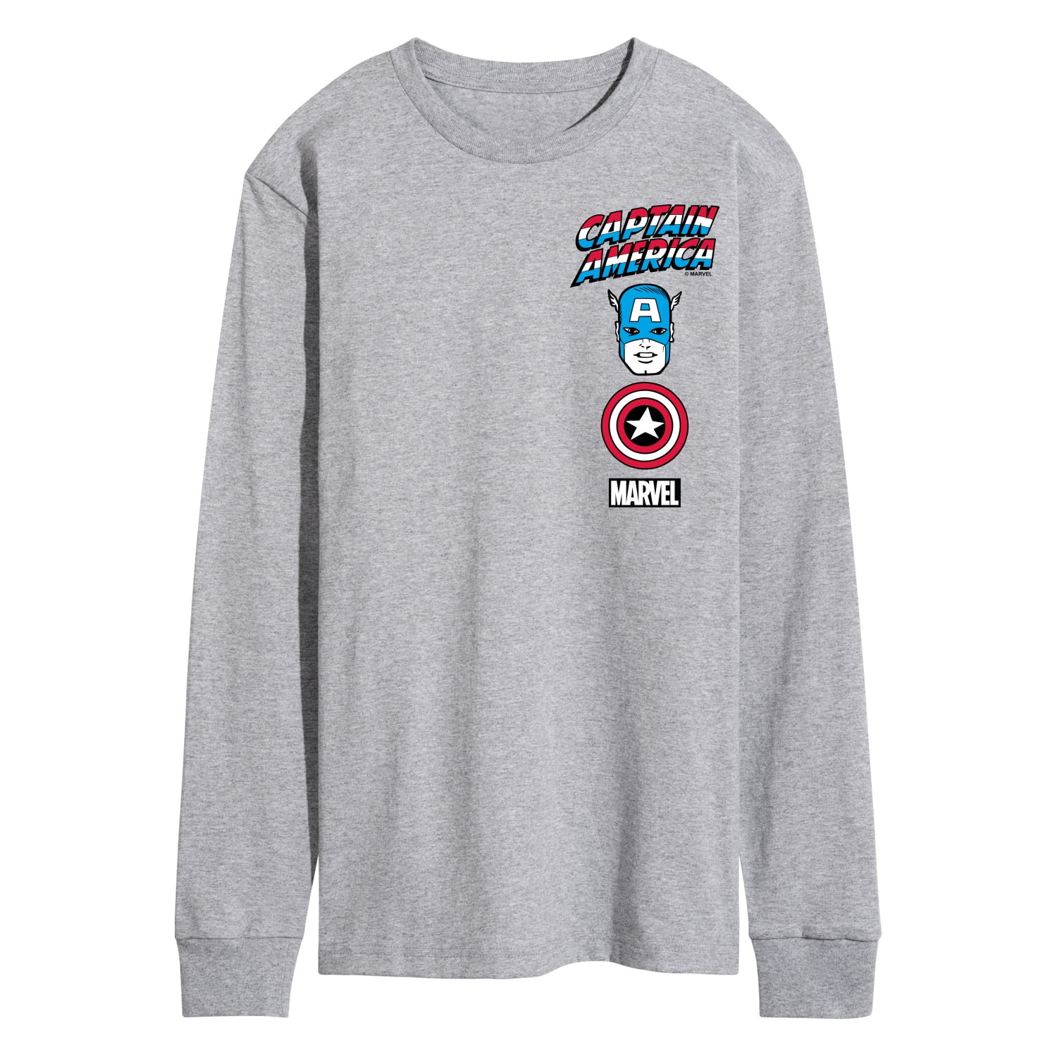 Marvel Captain America - Logo Stack - Men's Long Sleeve Graphic Tee ...