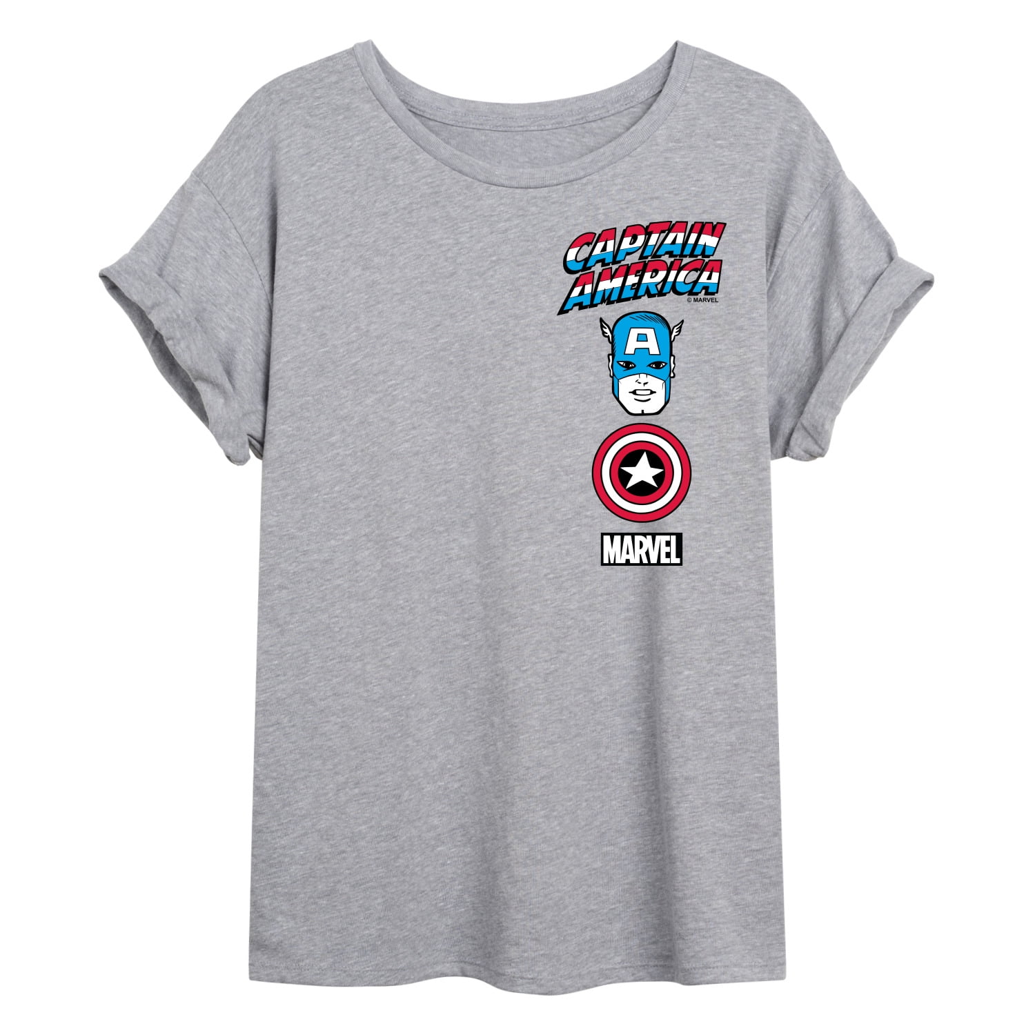Marvel Captain America - Logo Stack - Women's Oversized Graphic T-Shirt - Walmart.com