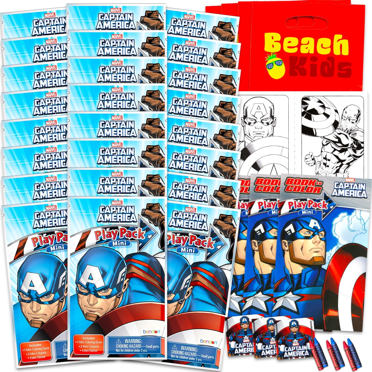 Marvel Captain America Mini Party Favors Set for Kids - Bundle with 24 ...