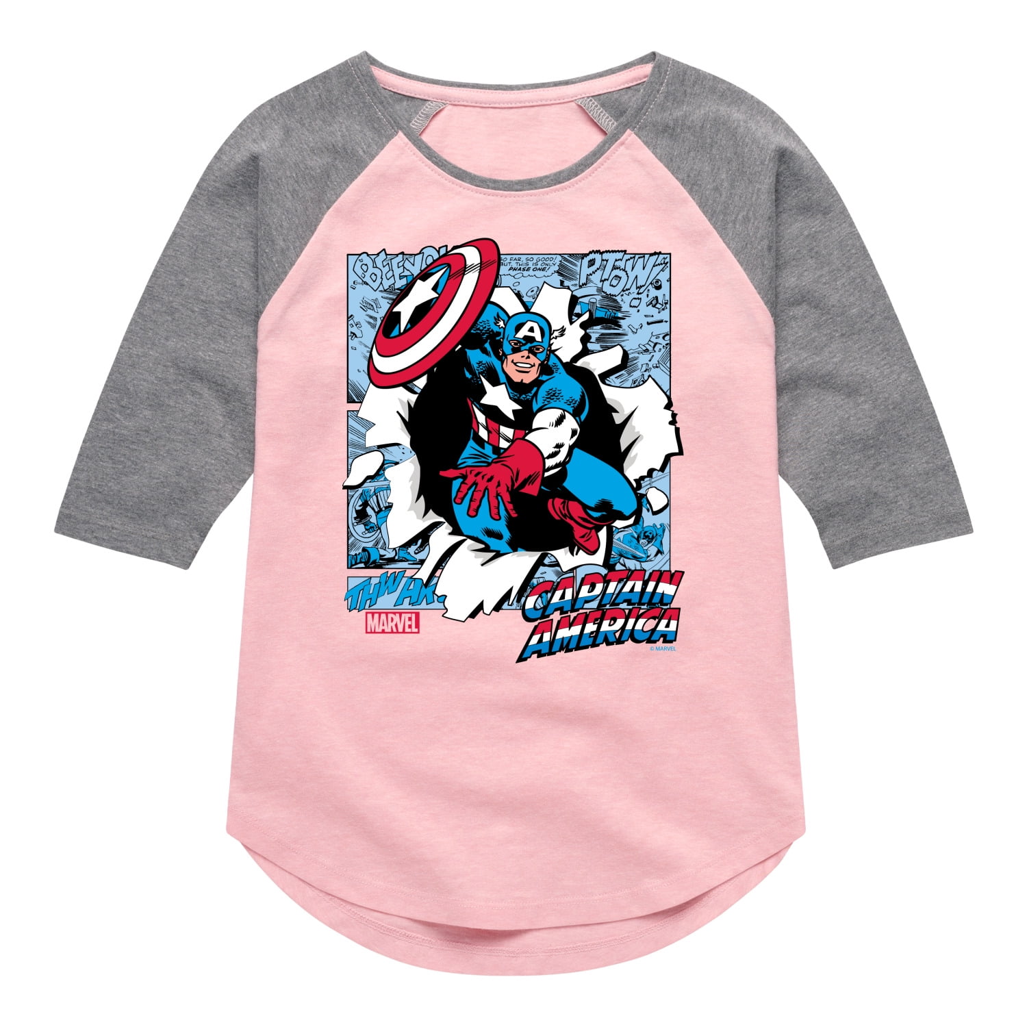 Marvel Captain America - Panels - Toddler and Youth Girls Shirt Tail ...