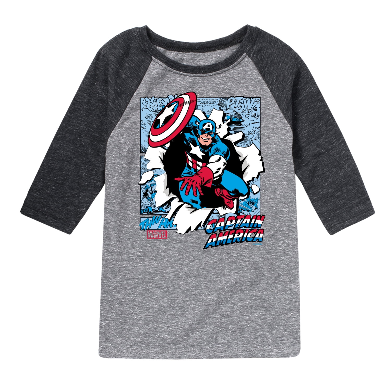Marvel Captain America - Panels - Toddler and Youth Raglan - Walmart.com