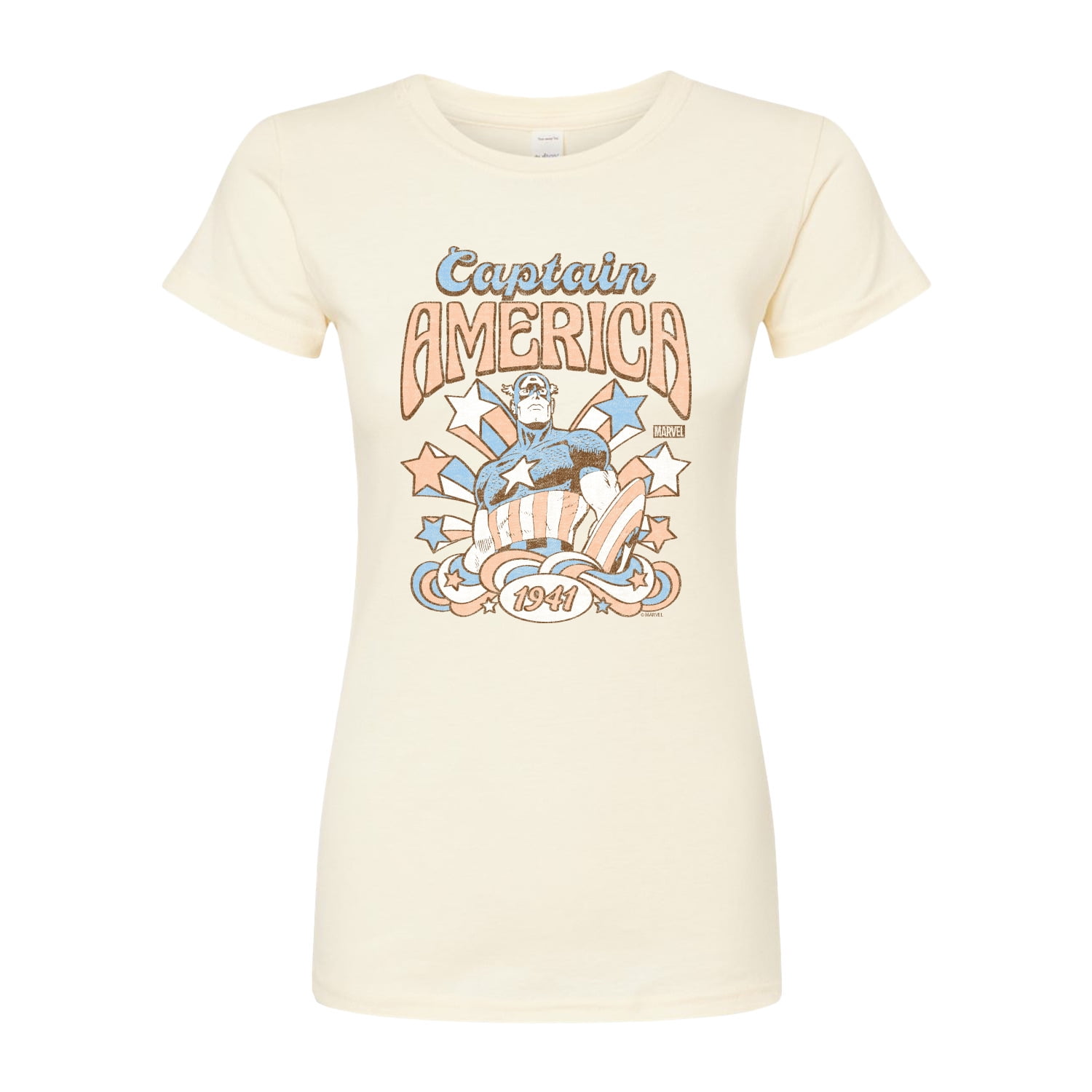 Marvel Captain America - Retro Stars And Stripes - Juniors Fitted ...