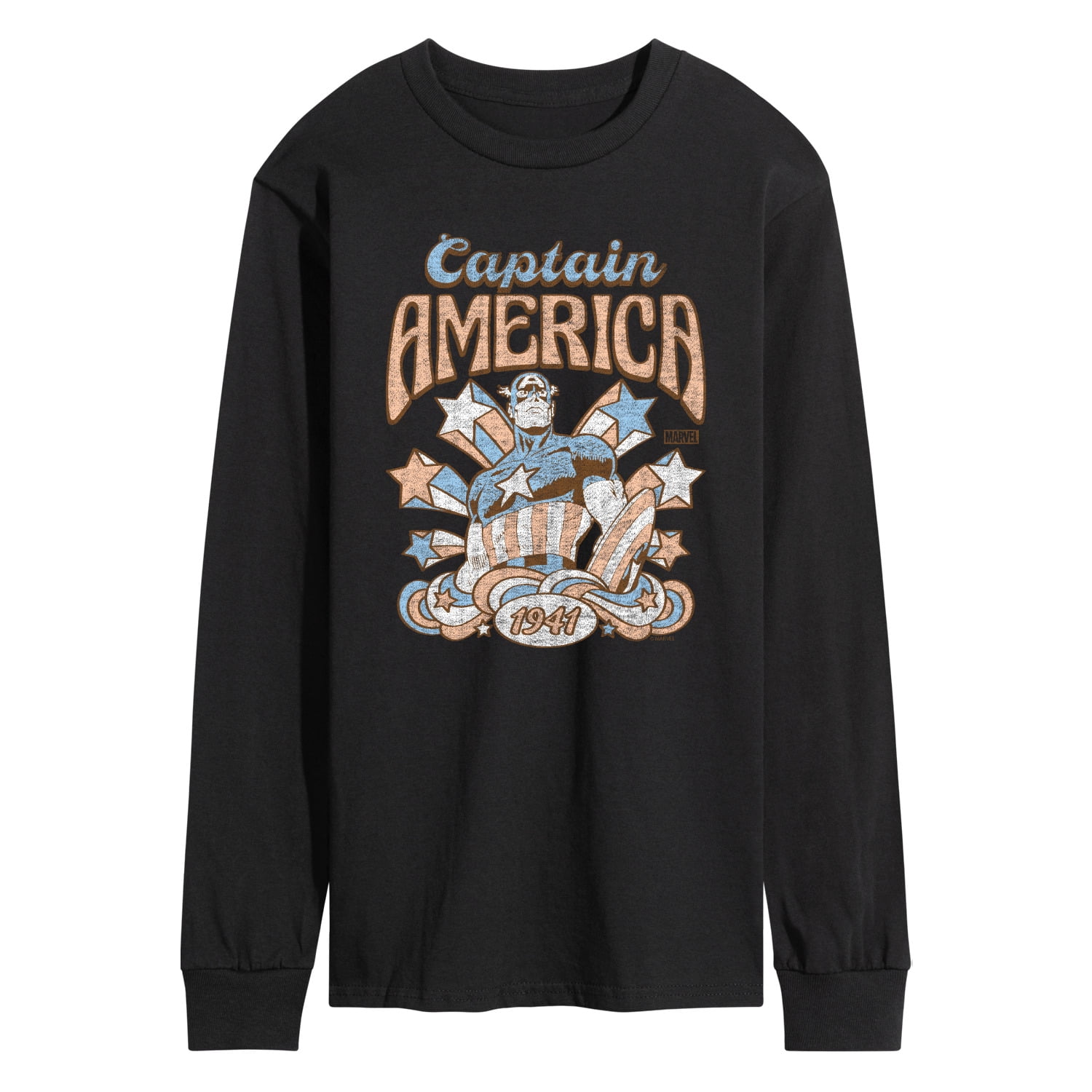 Marvel Captain America - Retro Stars And Stripes - Men's Long Sleeve ...