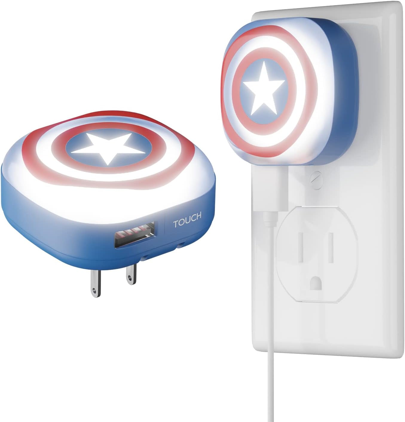 Marvel Captain America Shield Touch LED Night Light with USB Charging ...