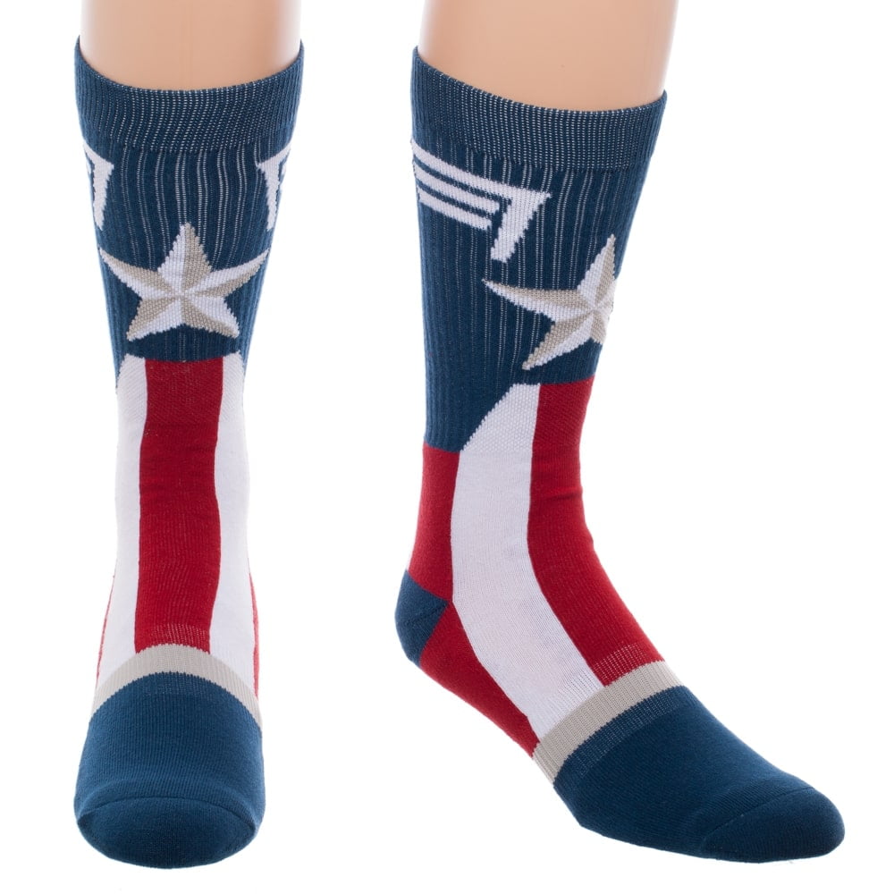 Marvel Captain America Superhero Suit Up Crew Socks for Adults ...