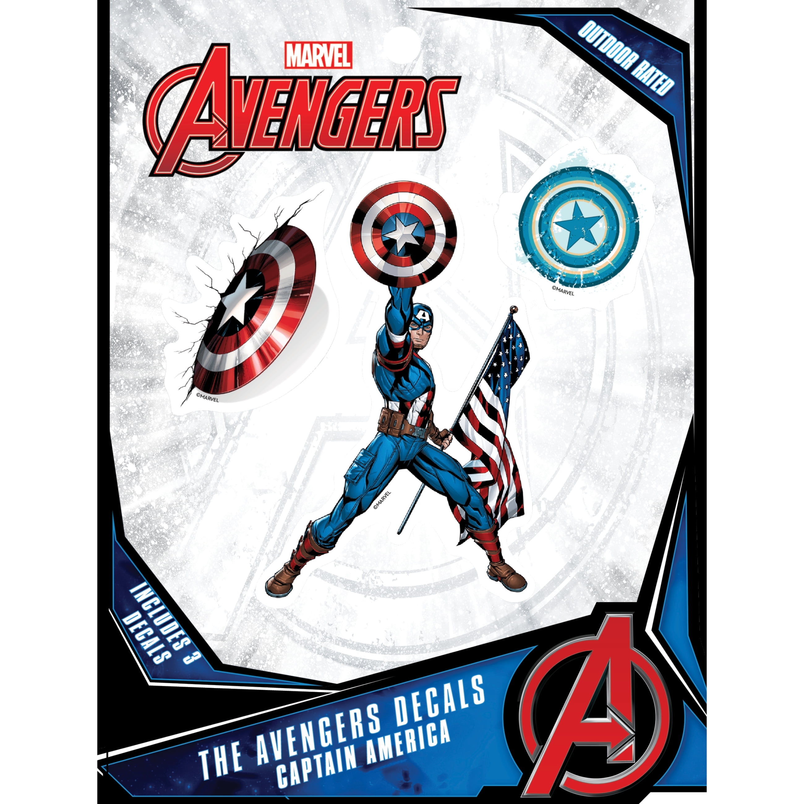 Marvel Captain America Vinyl Decals - Set of 3 Outdoor Rated Stickers ...