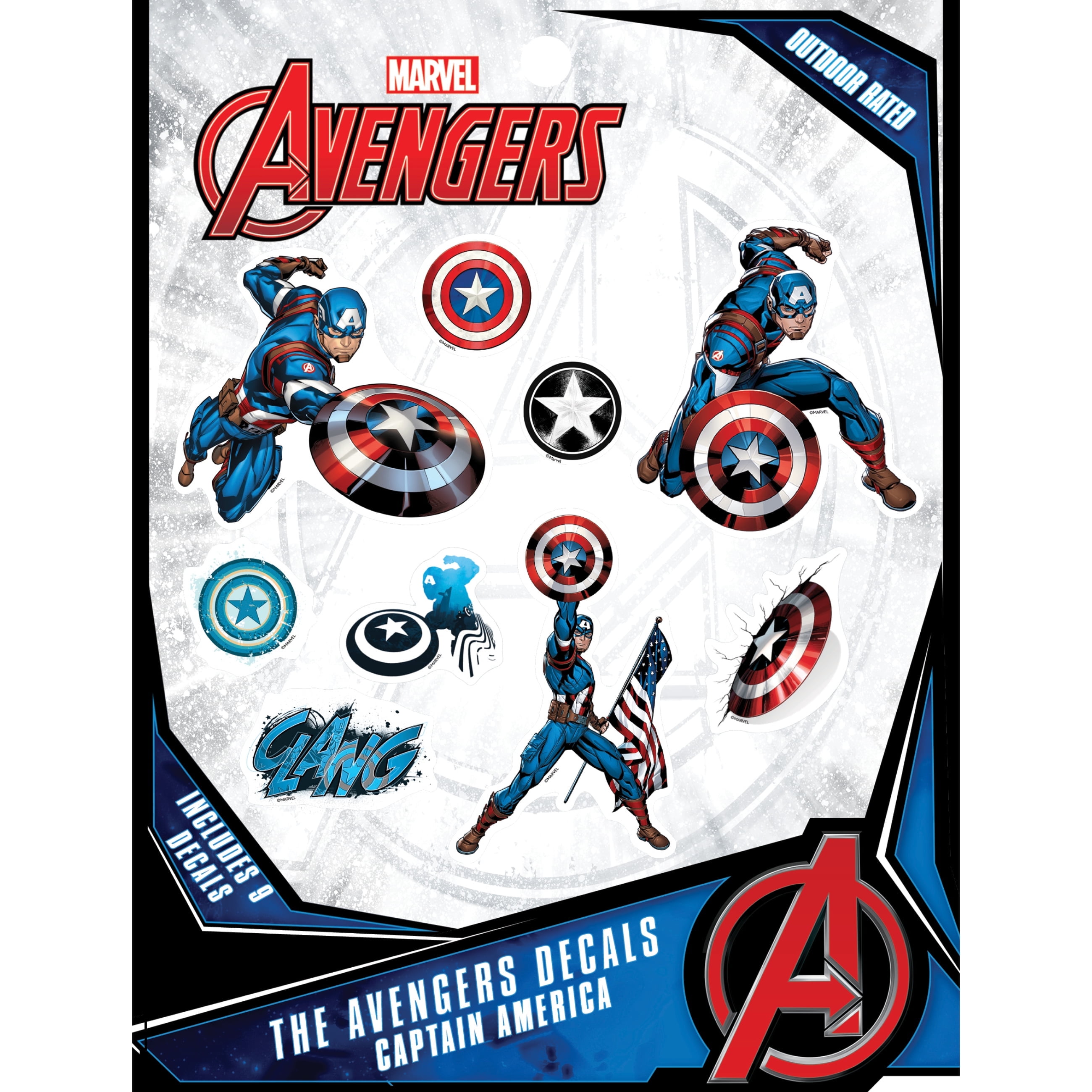 Marvel Captain America Vinyl Decals - Set of 9 Outdoor Rated Stickers ...