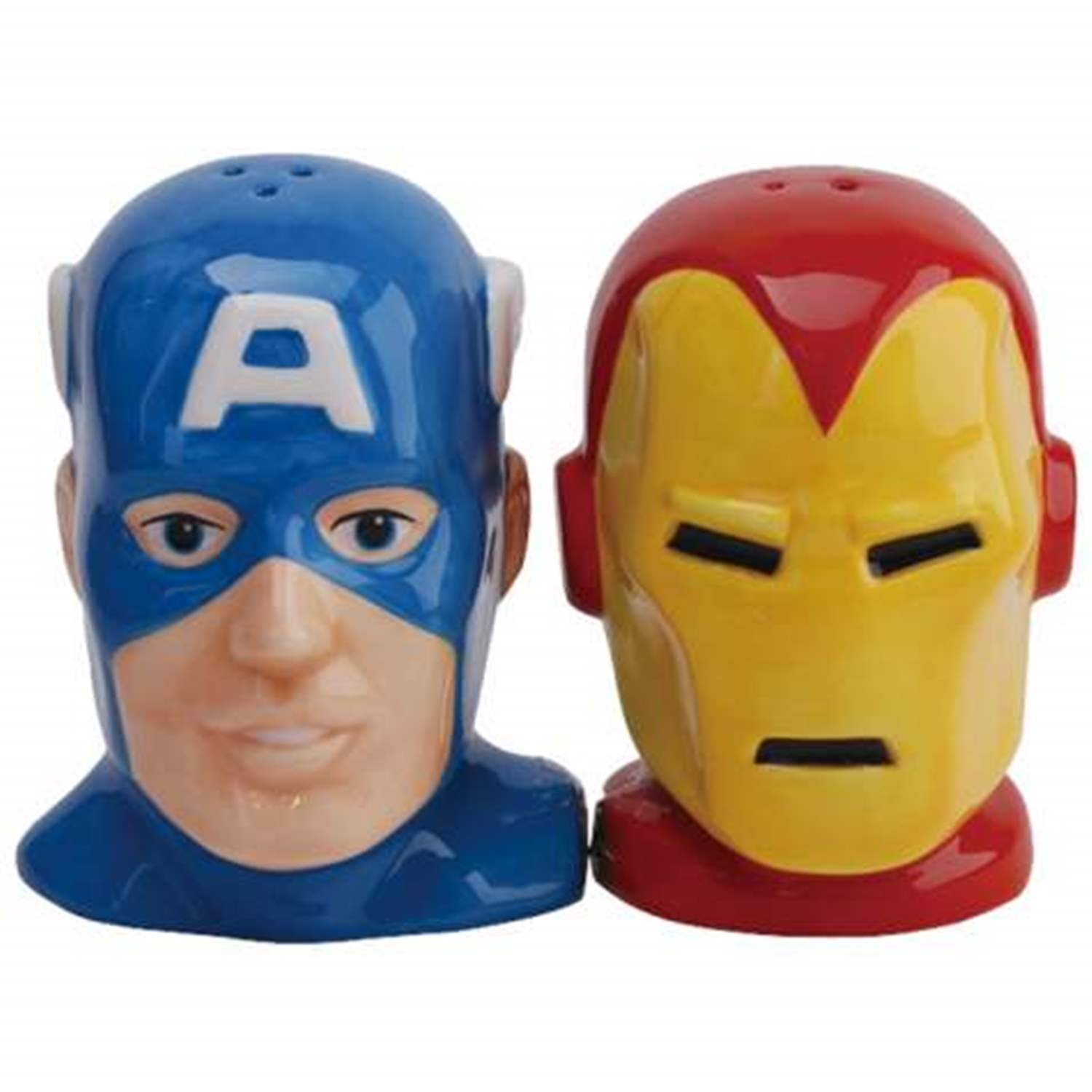 Marvel Captain America and Iron Man Heads Salt and Pepper Shakers ...