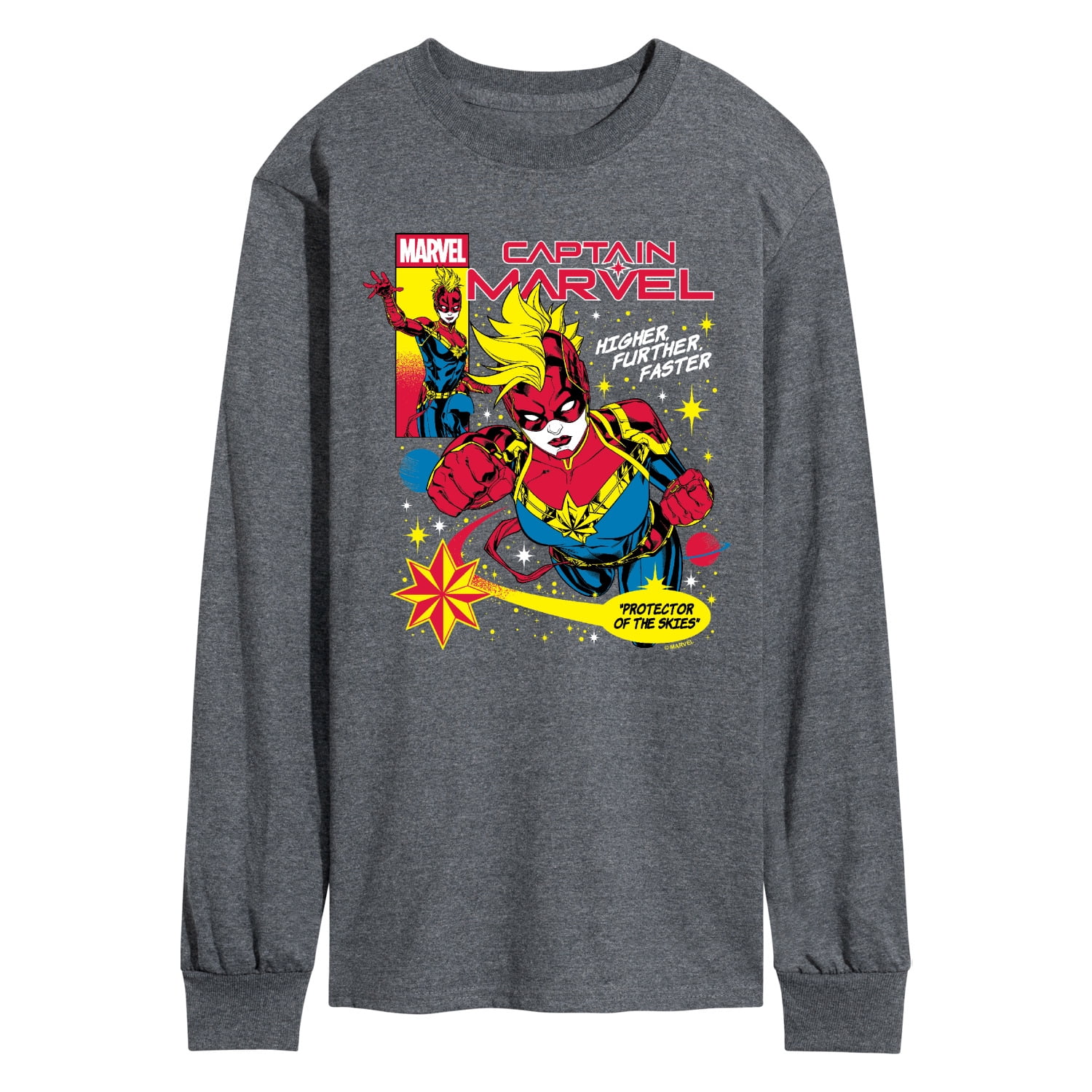 Marvel - Captain Marvel Comic - Men's Long Sleeve Graphic T-Shirt ...