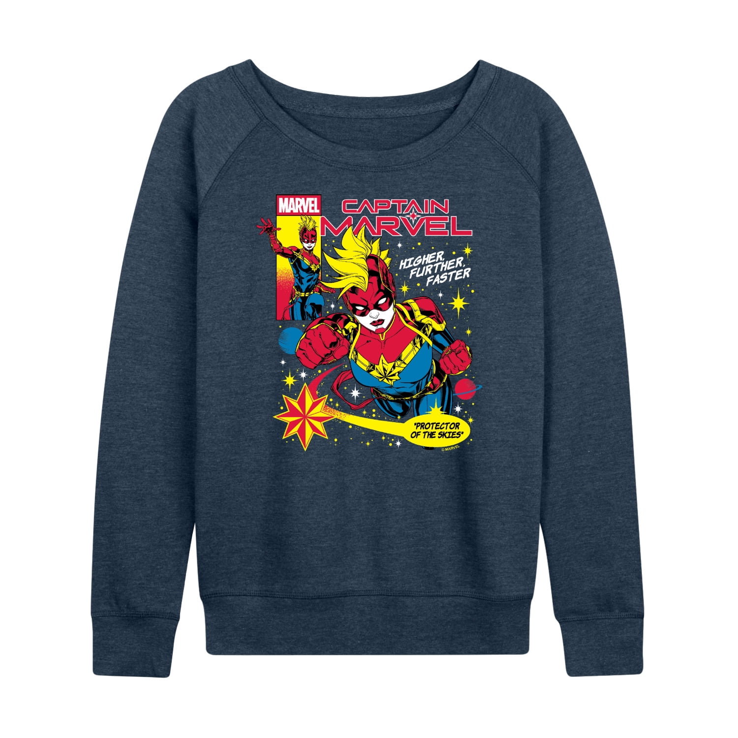 Marvel - Captain Marvel Comic - Women's French Terry Long Sleeve Shirt ...