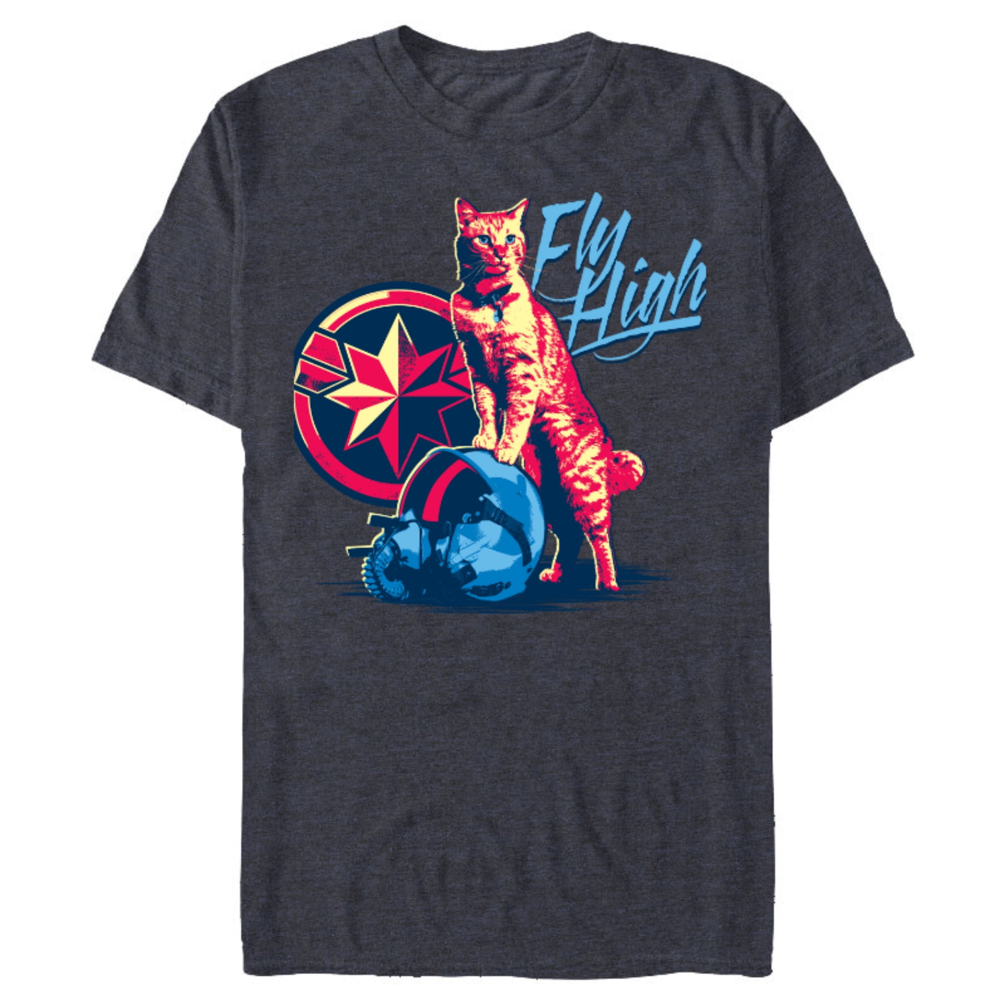 Marvel Captain Marvel Fly High Goose Cat - Short Sleeve Blended T-Shirt ...