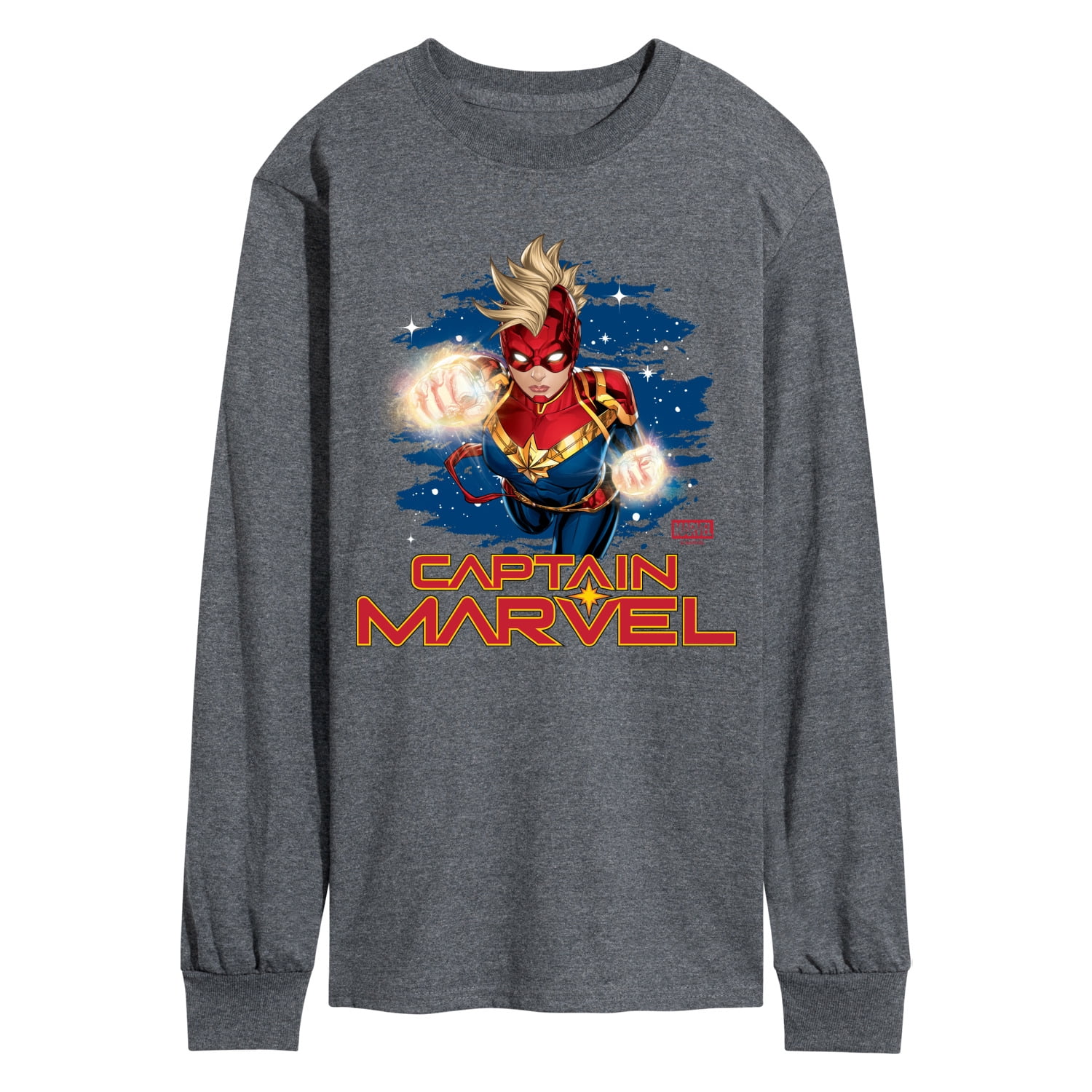 Marvel - Captain Marvel Logo - Men's Long Sleeve Graphic T-Shirt ...