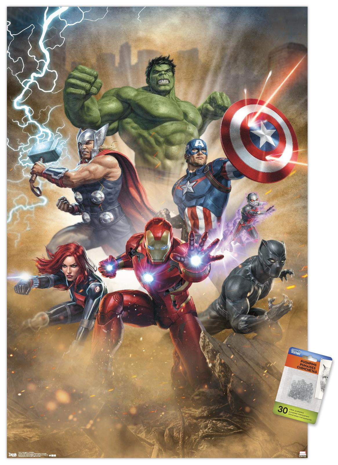 Marvel Cinematic Universe - Avengers - Fantastic Wall Poster with Push ...