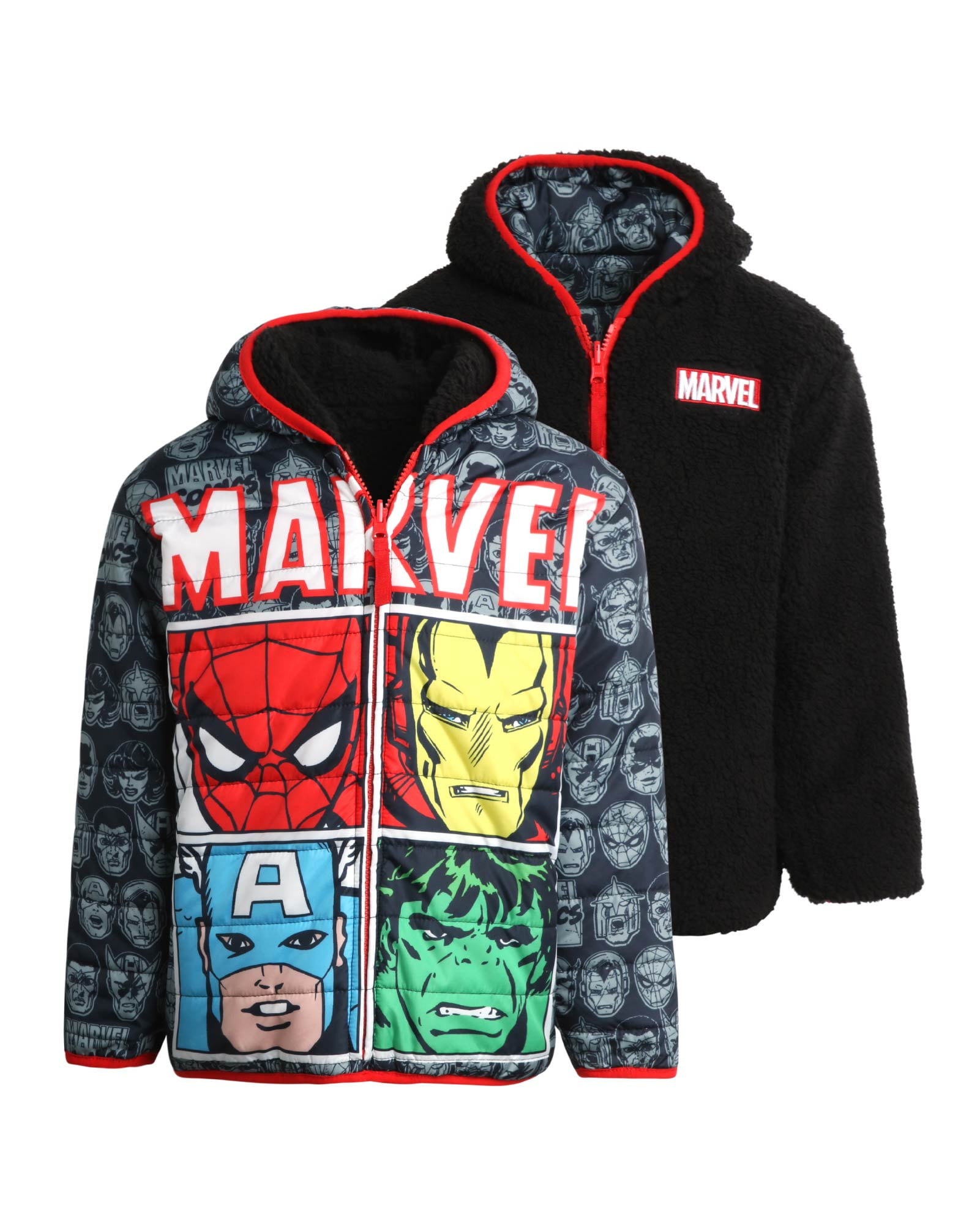 Marvel Spider-Man Coat for Kids, Avengers Reversible Puffer Jacket with ...