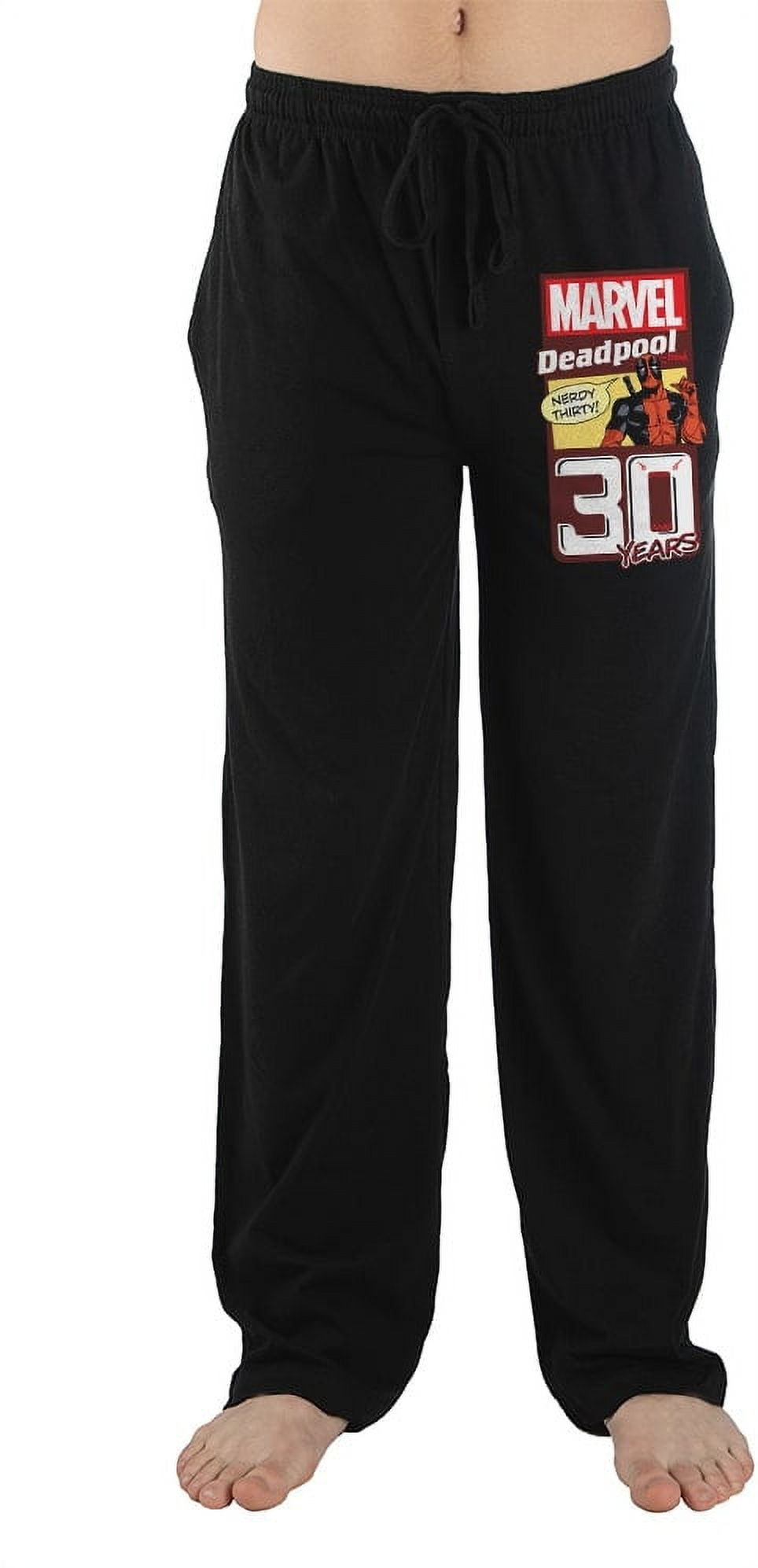 Marvel Comic Book Universe Deadpool Superhero Mens Black Sleep Pajama ...