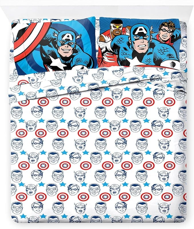Marvel Comics 1st Avenger 4 Piece Full Size Sheet Set - Walmart.com