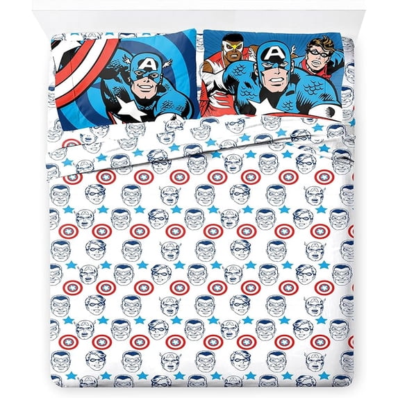 Marvel Comics 1st Avenger 4 Piece Full Size Sheet Set - Walmart.com
